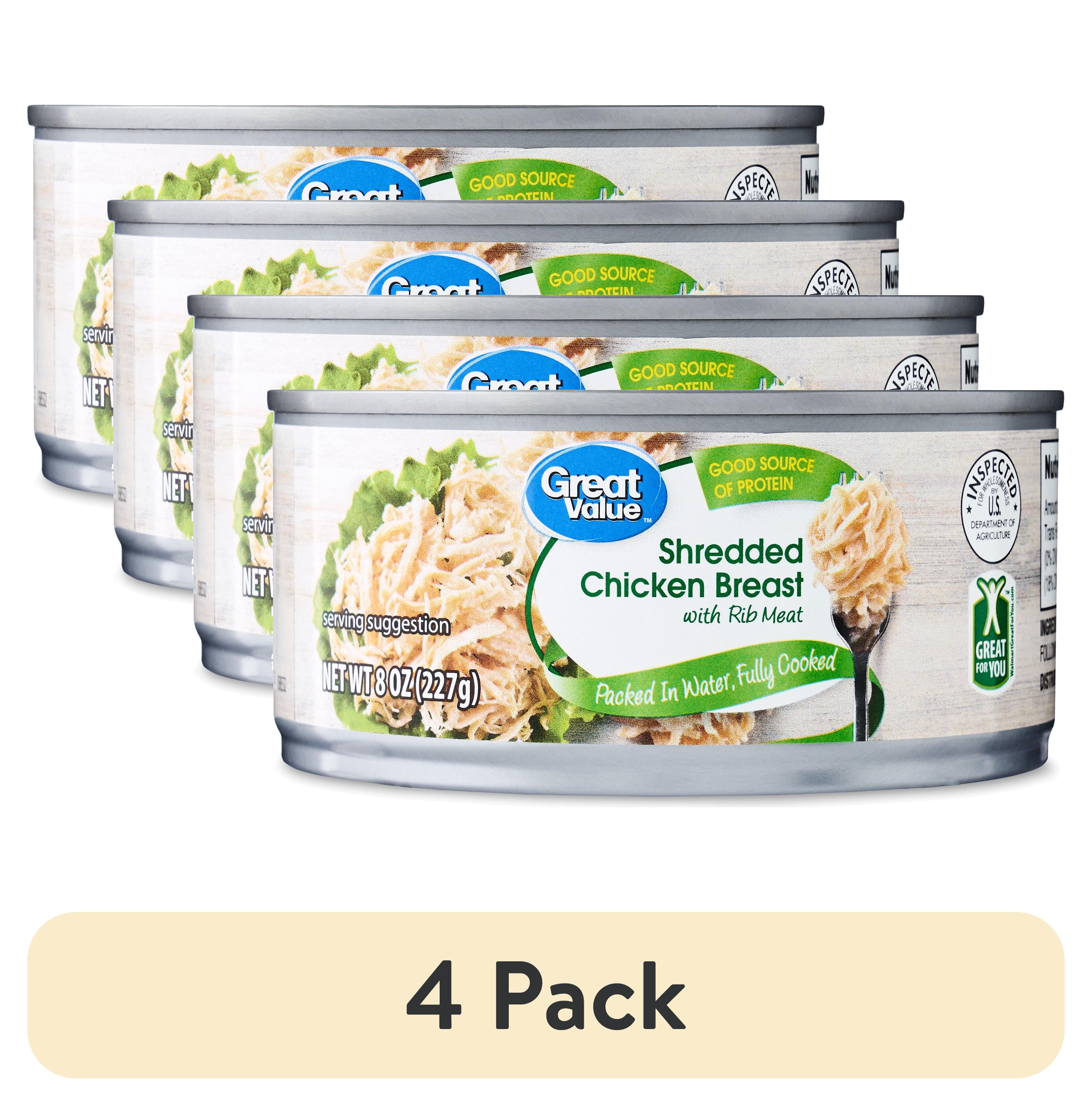 (4 pack) Great Value Shredded Chicken 8 Ounce Can - Walmart.com