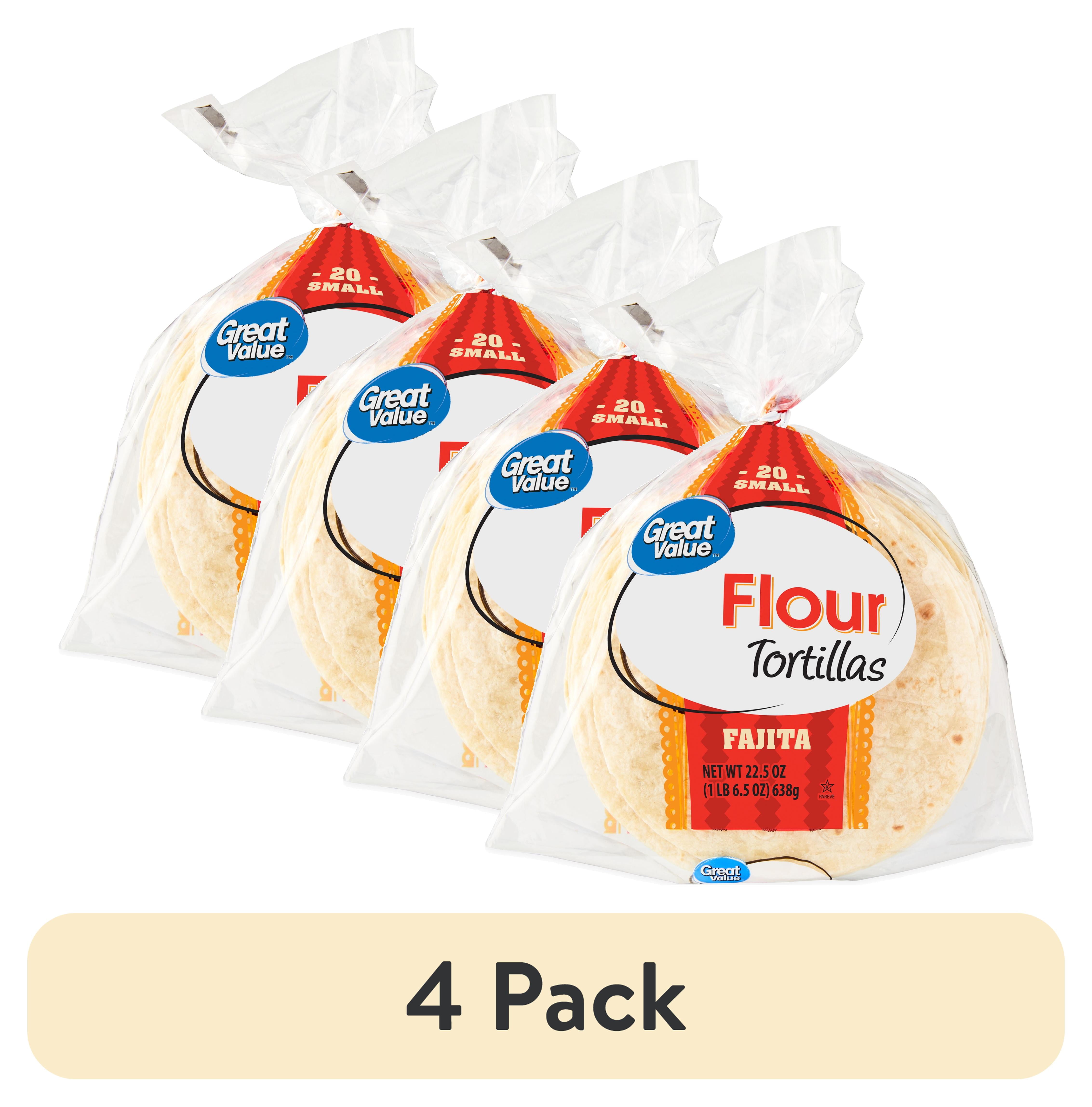 (4 pack) Great Value Small Fajita Flour Tortillas, 22.5 oz, 20 Count ...