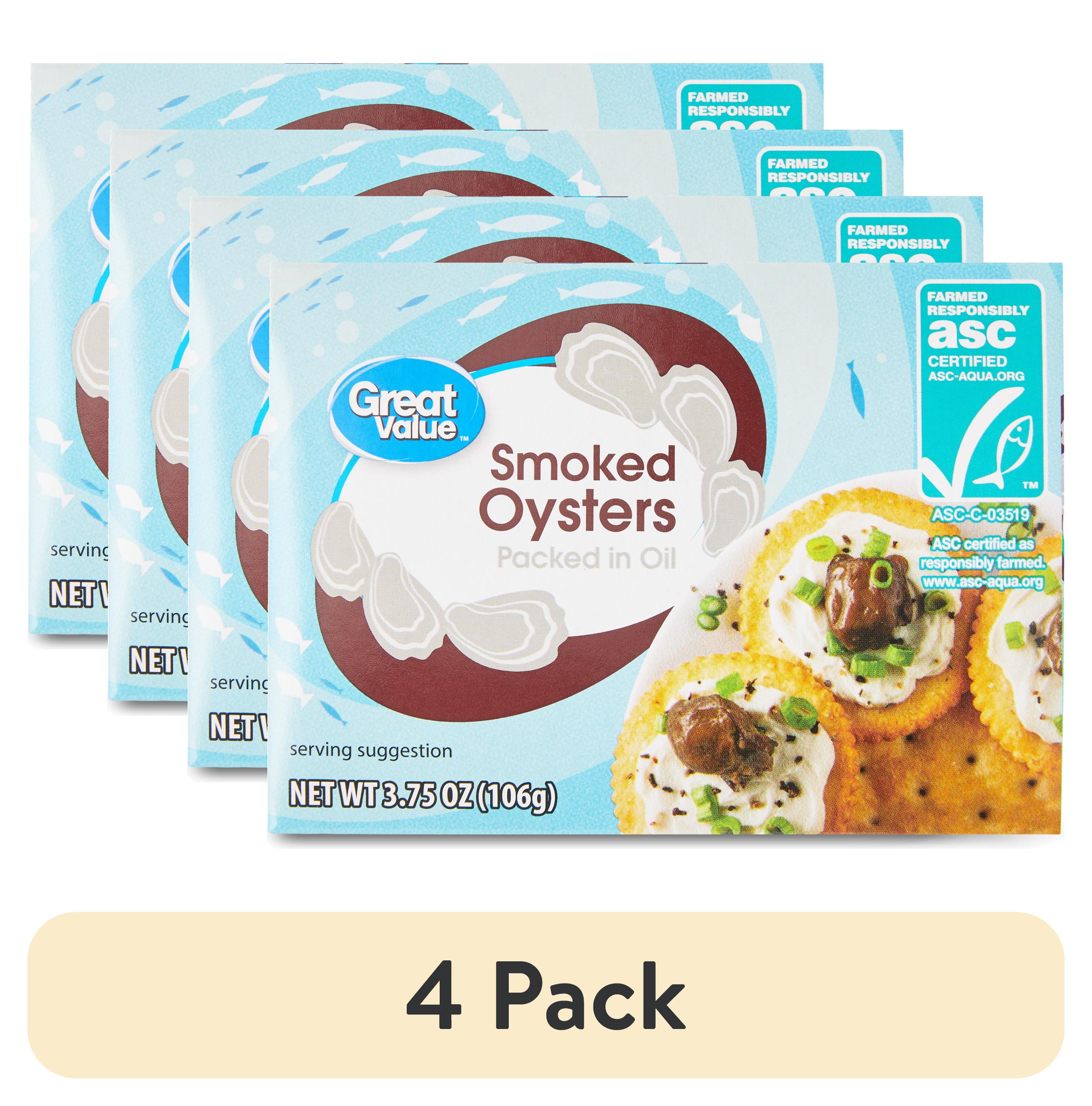 (4 pack) Great Value Smoked Oysters, 3.75 oz - Walmart.com