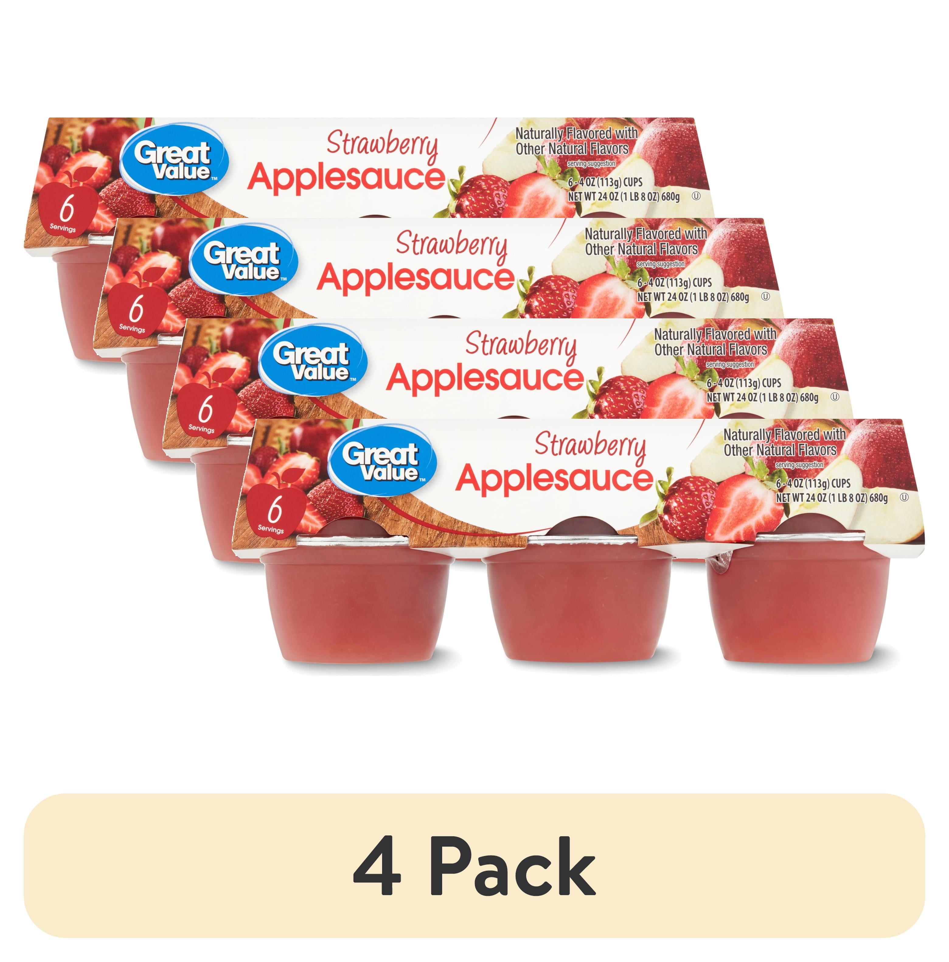 (4 pack) Great Value Strawberry Applesauce, 4 oz, 6 Count - Walmart.com