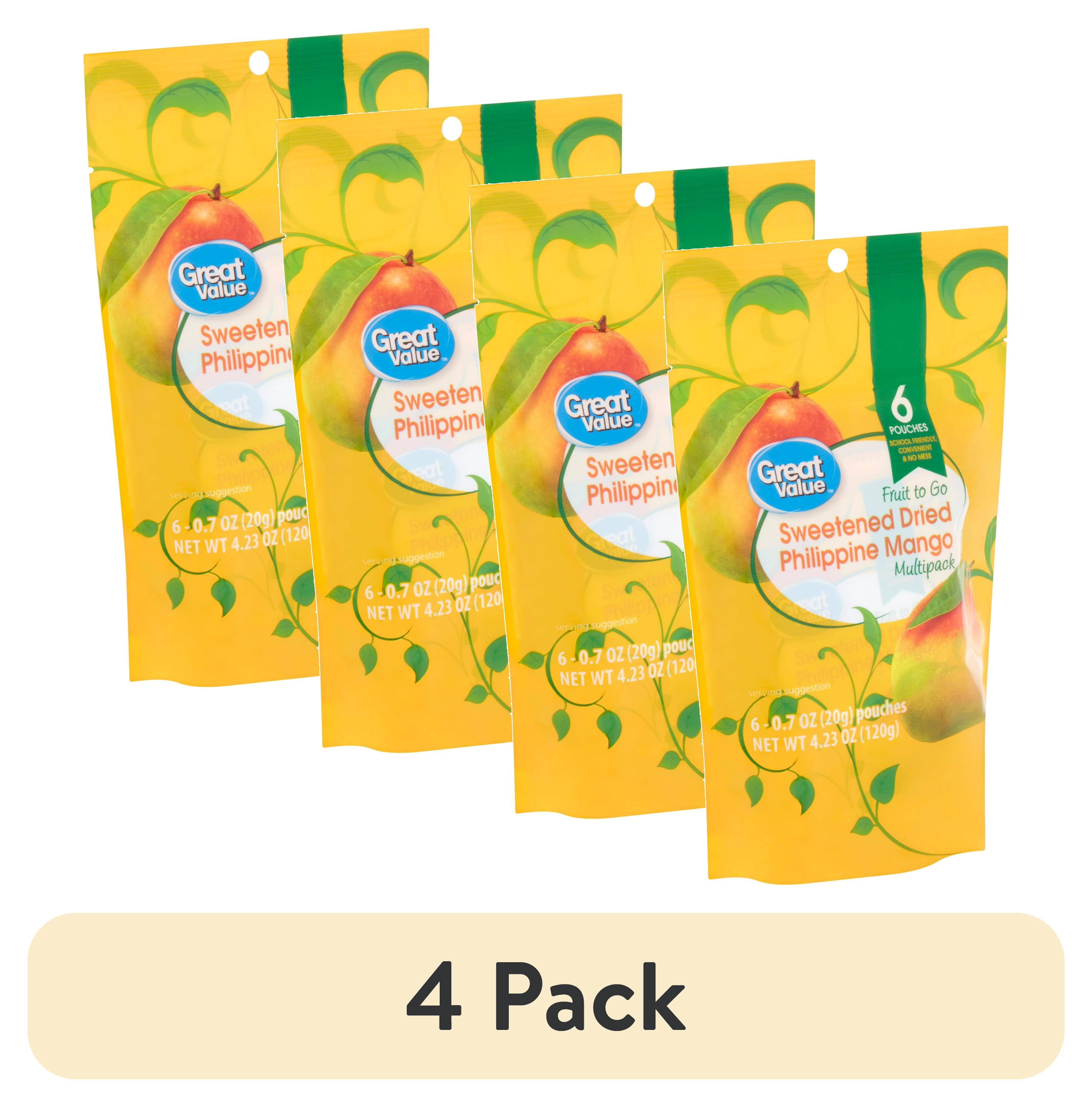 (4 pack) Great Value Sweetened, Dried Philippine Mango, 0.7 oz, 6 Count ...