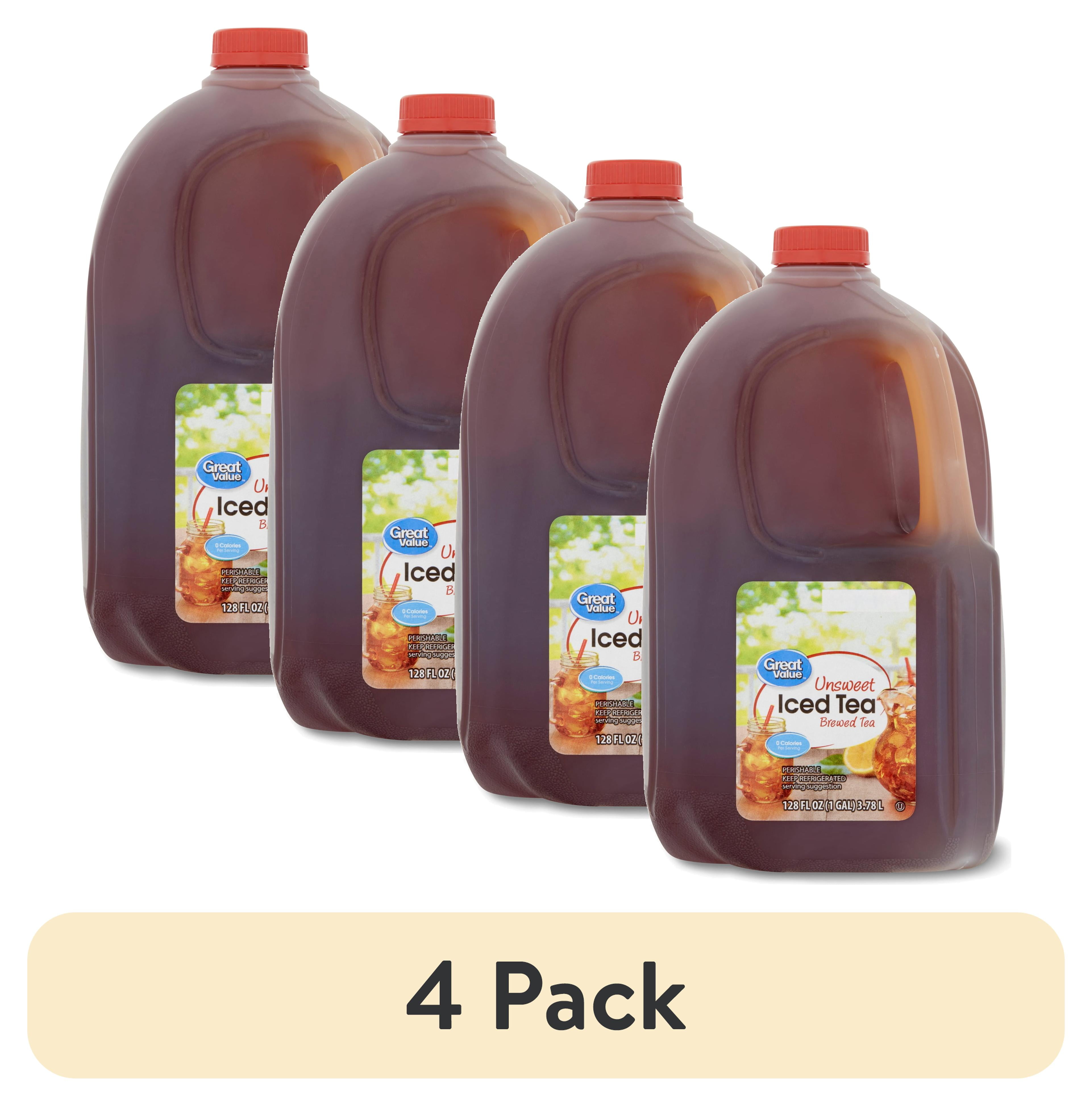 (4 pack) Great Value Unsweet Brewed Iced Tea, 128 fl oz Bottle ...