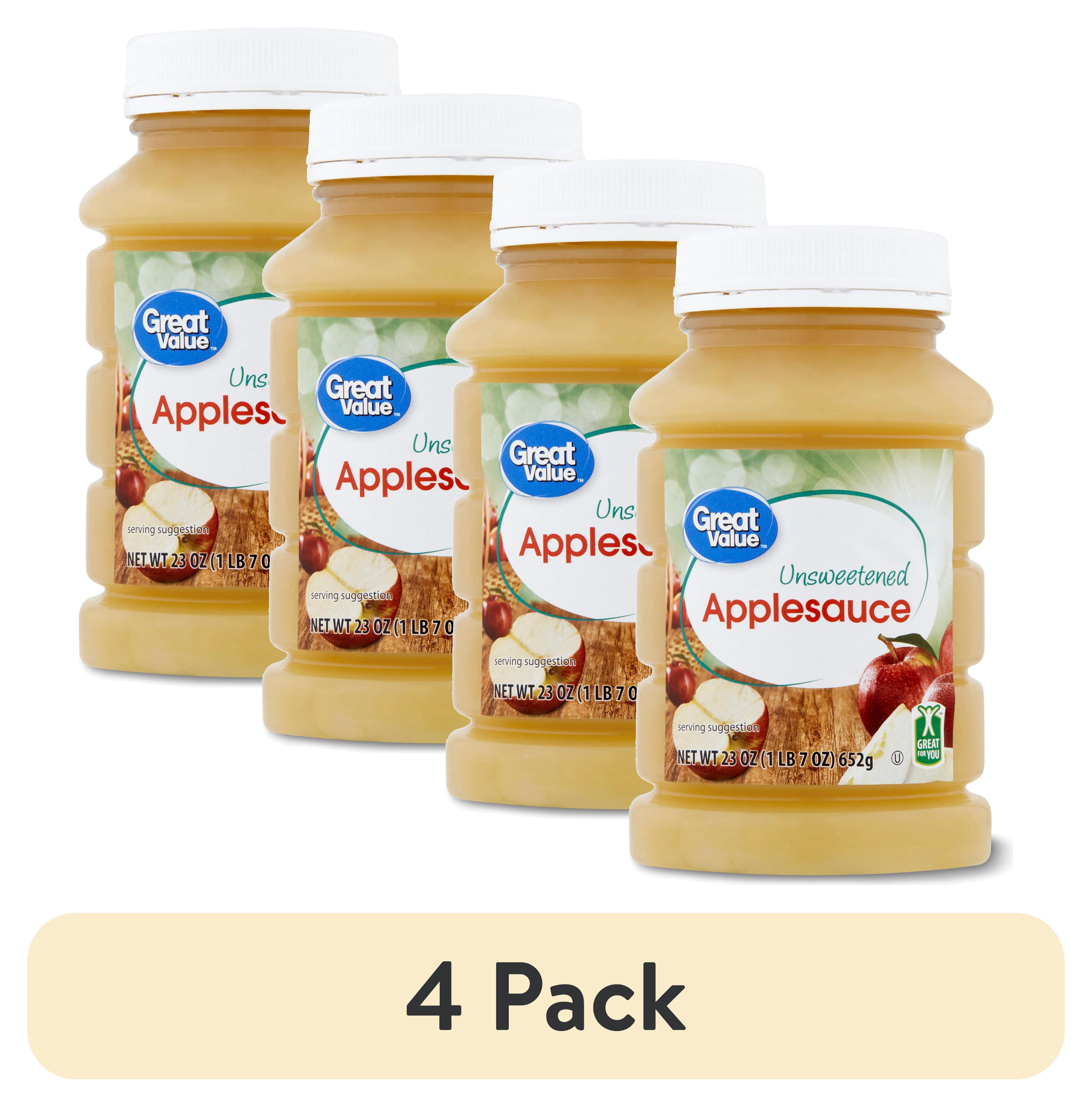 (4 pack) Great Value Unsweetened Applesauce, 23 oz Jar - Walmart.com