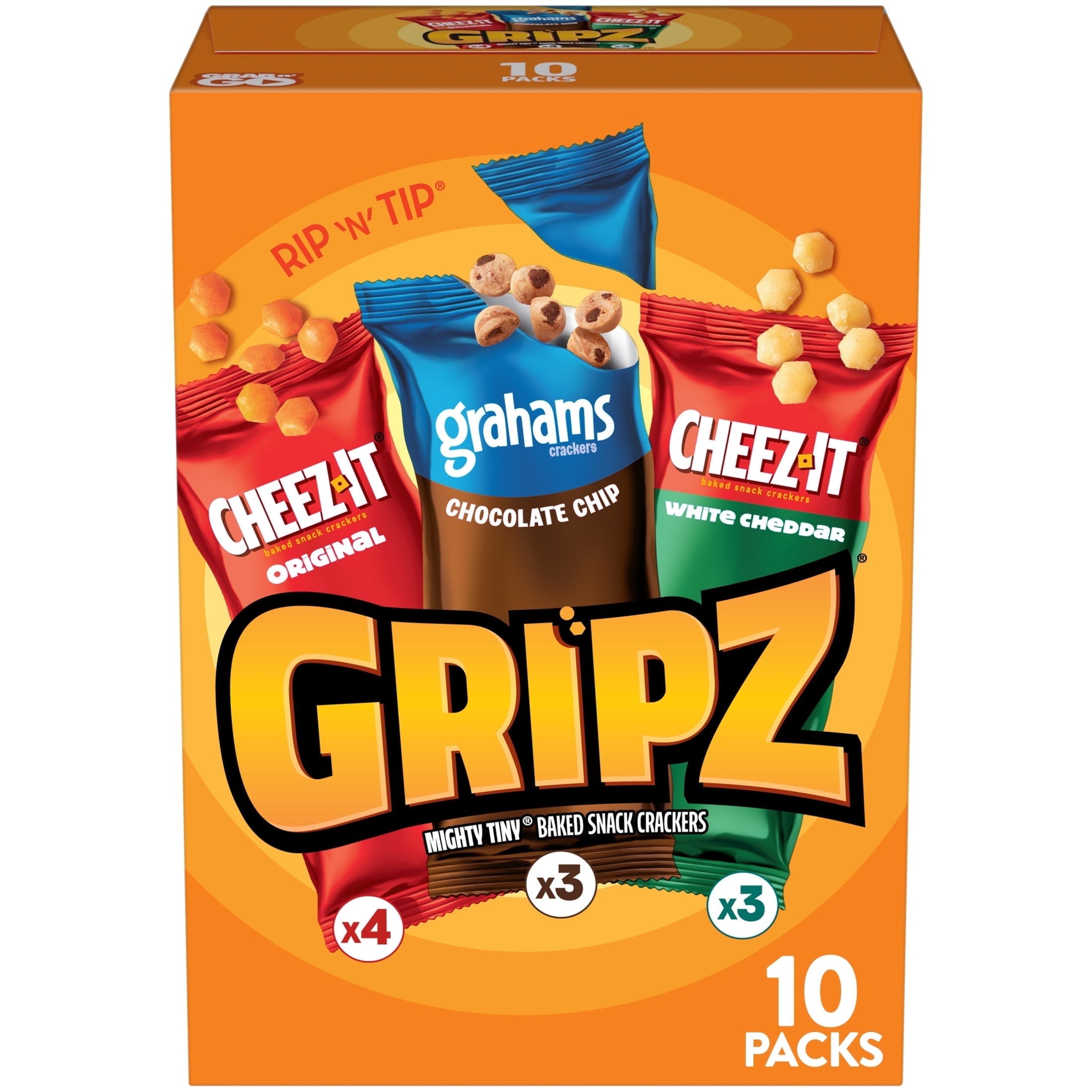 (4 pack) Gripz Variety Pack Mini Baked Snack Crackers, Sweet and Salty ...