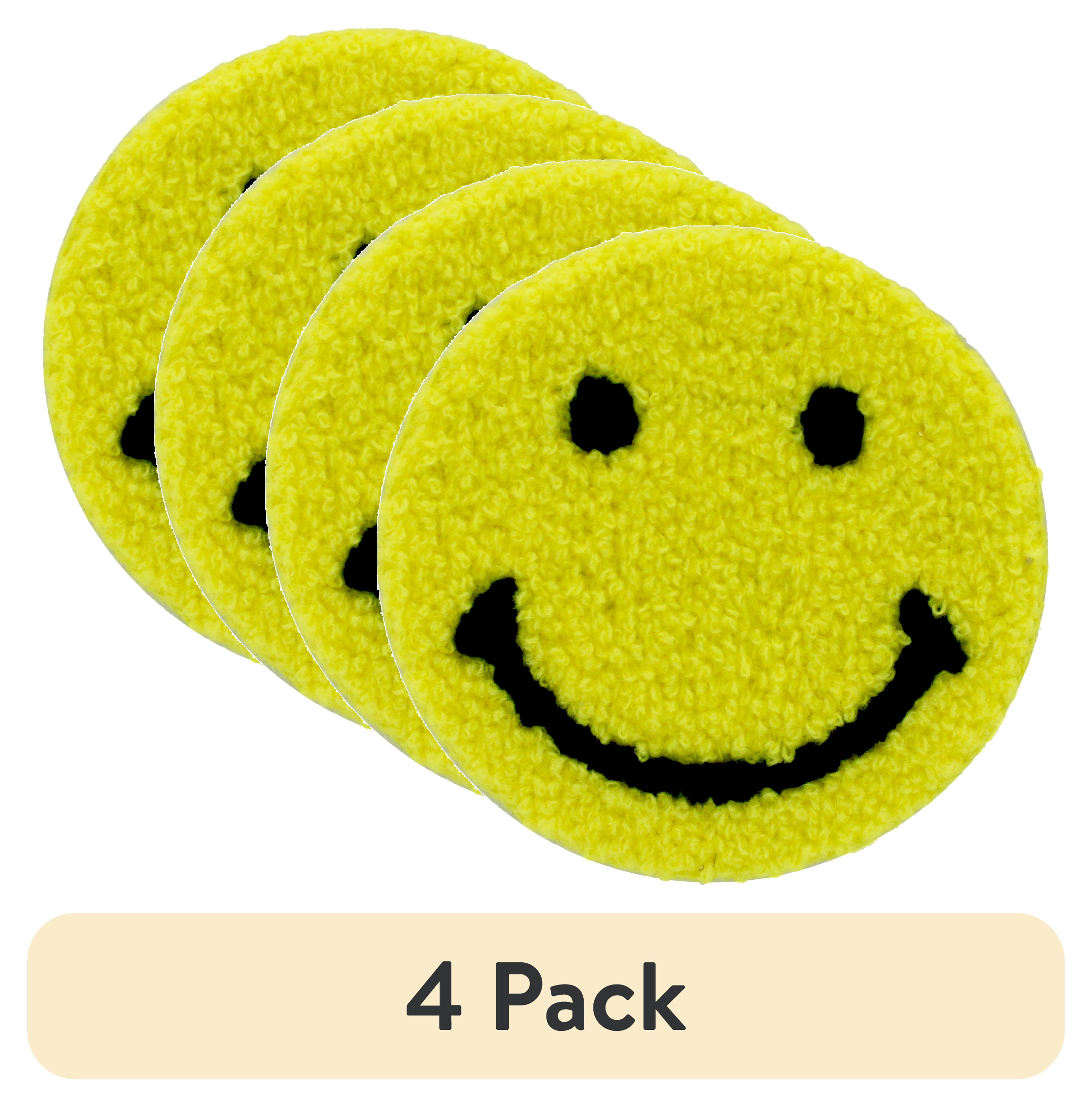 (4 pack) Gwen Studios Chenille Yellow Smiley Face Iron-on Patch ...