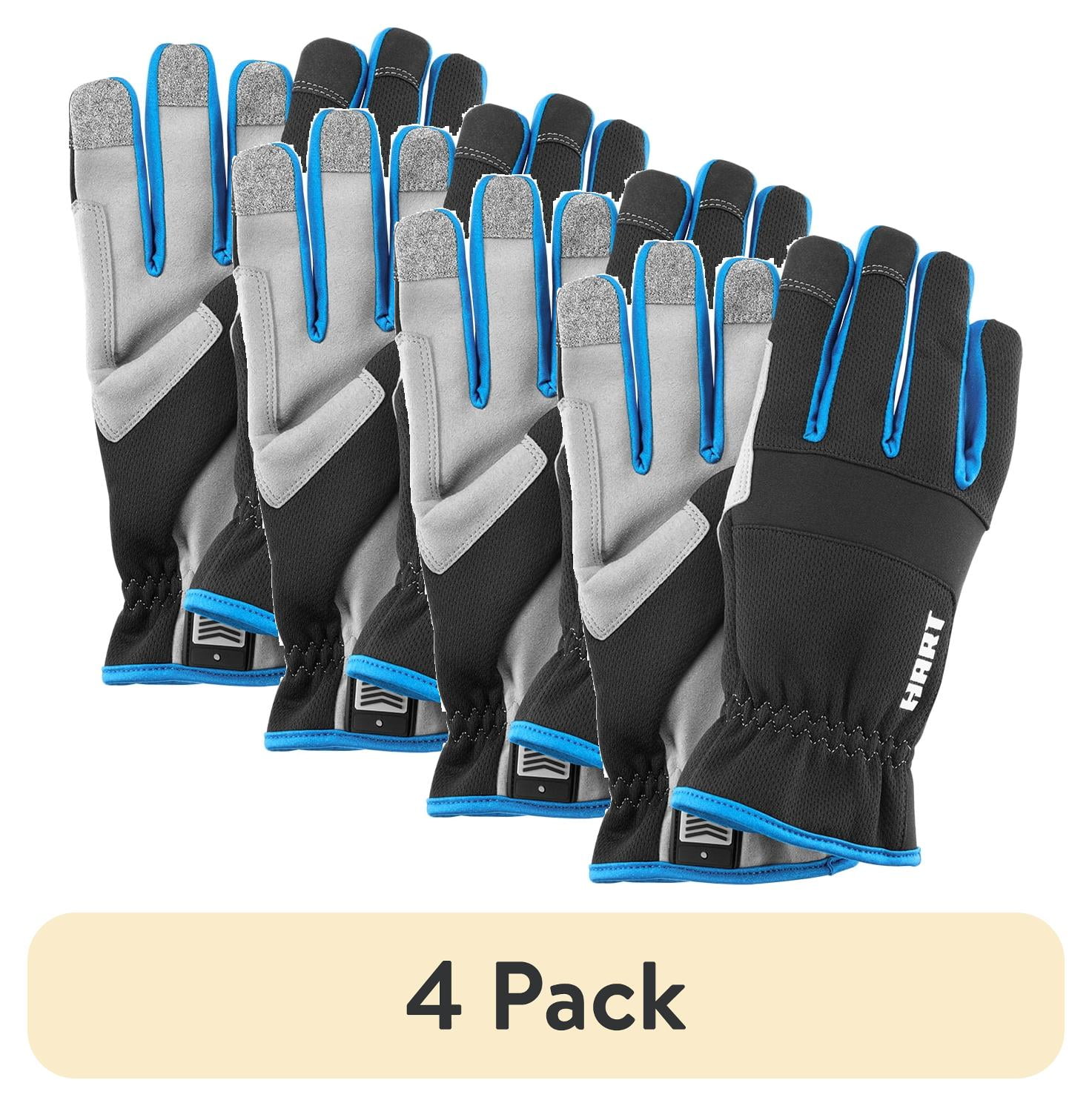 (4 pack) HART General Purpose Black Work Gloves, Touchscreen Compatible ...