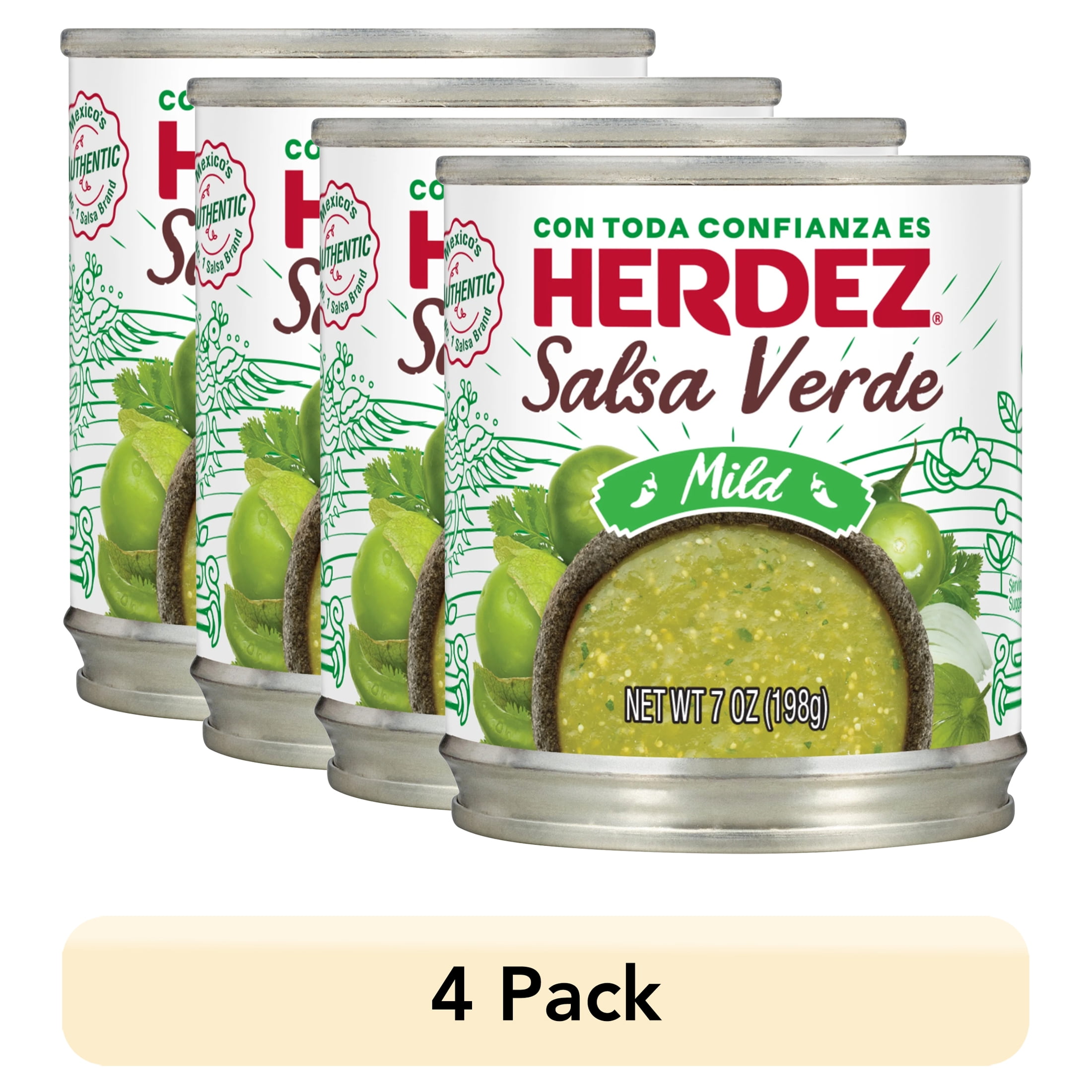 (4 pack) HERDEZ Salsa Verde Mild, Shelf Stable, 7 oz Steel Can ...