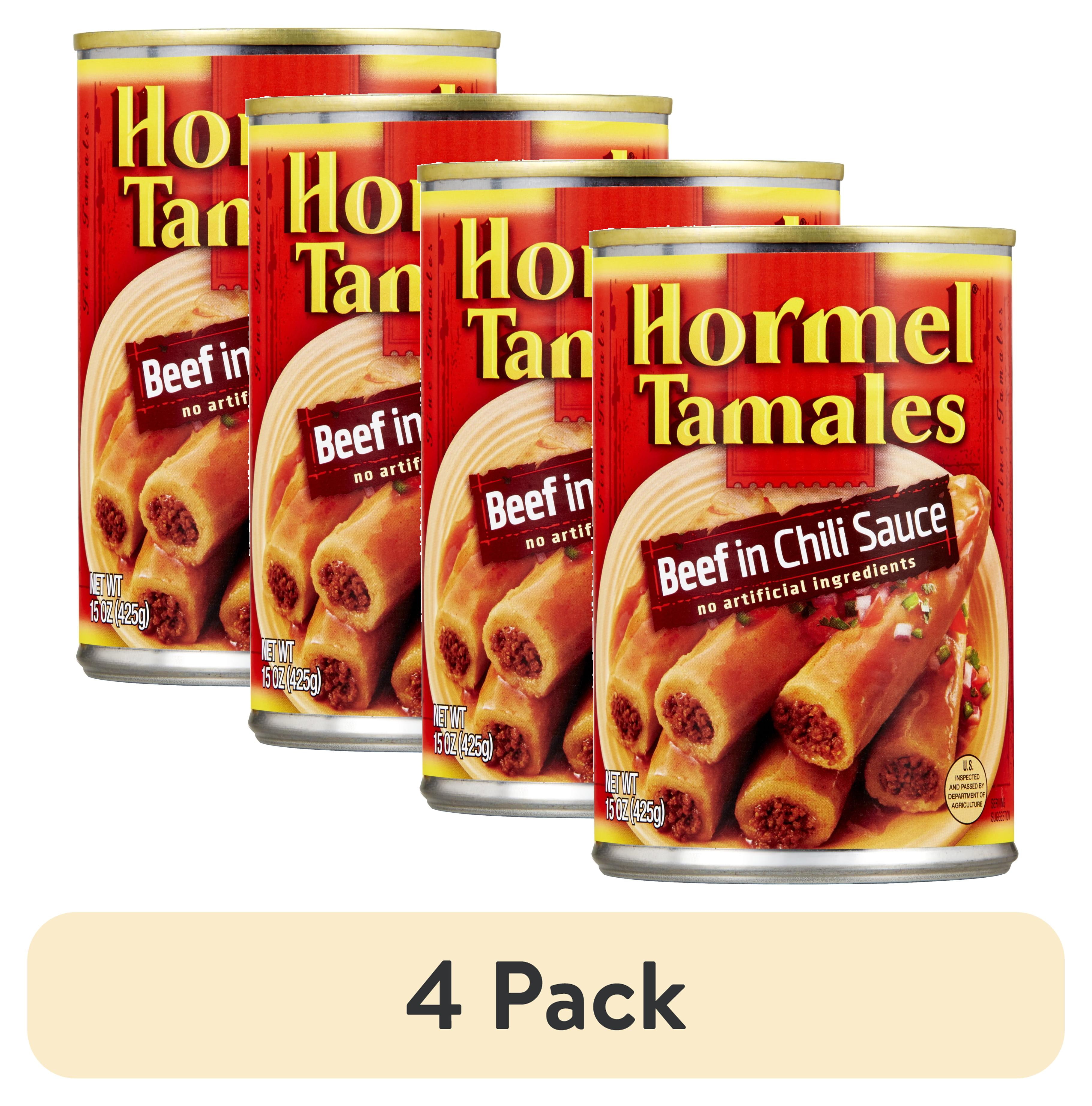 (4 pack) HORMEL Beef Tamales in Chili Sauce, Shelf-Stable, 15 oz Steel ...