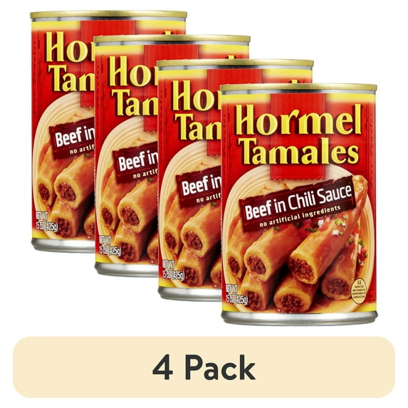 (4 pack) HORMEL Beef Tamales in Chili Sauce, Shelf-Stable, 15 oz Steel ...