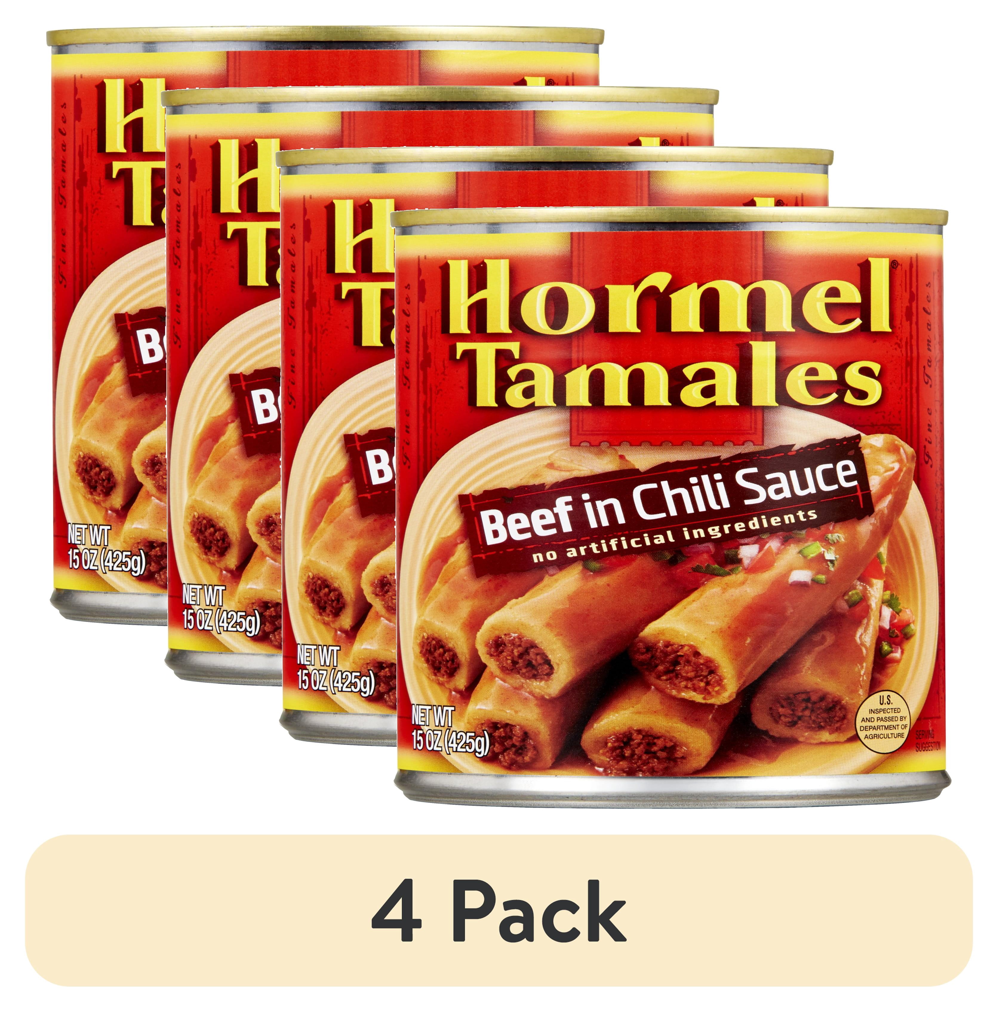 (4 pack) HORMEL Beef Tamales in Chili Sauce, Shelf-Stable, 15 oz Steel ...
