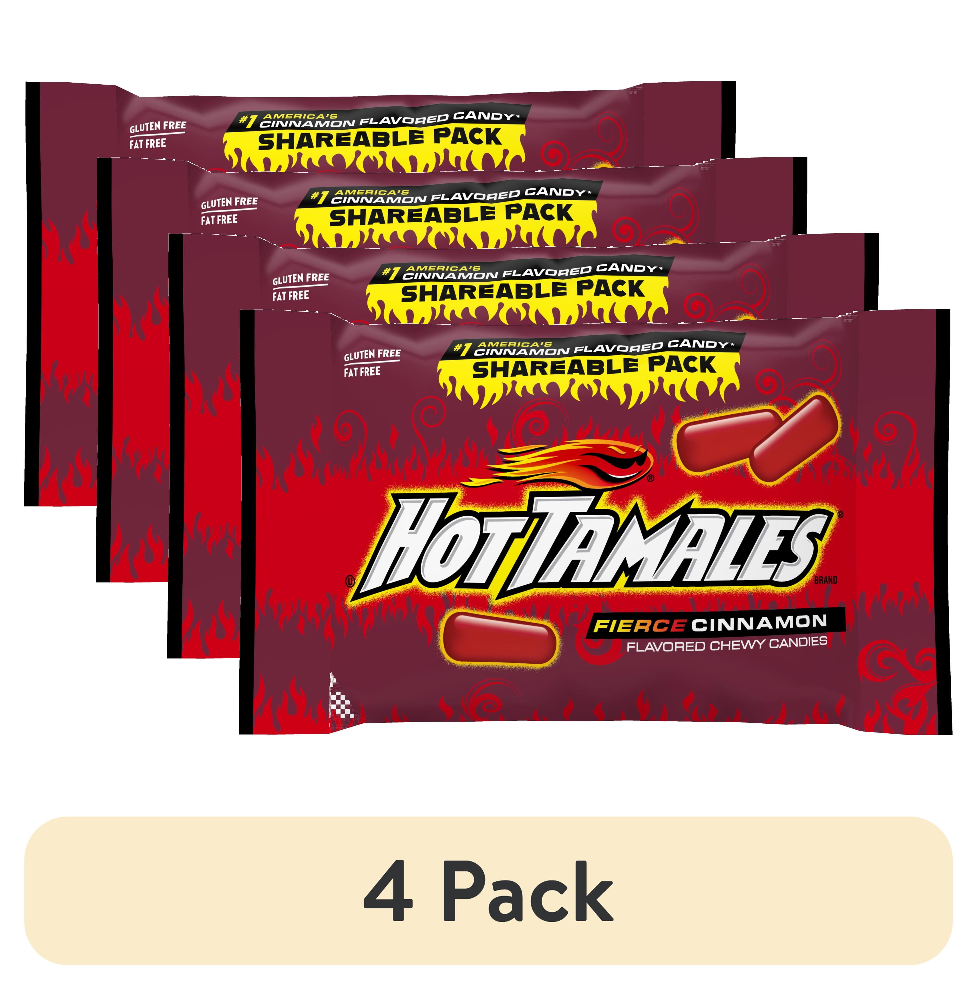 (4 pack) HOT TAMALES Fierce Cinnamon Flavored Chewy Candy, 3.5 Ounce, 1 ...
