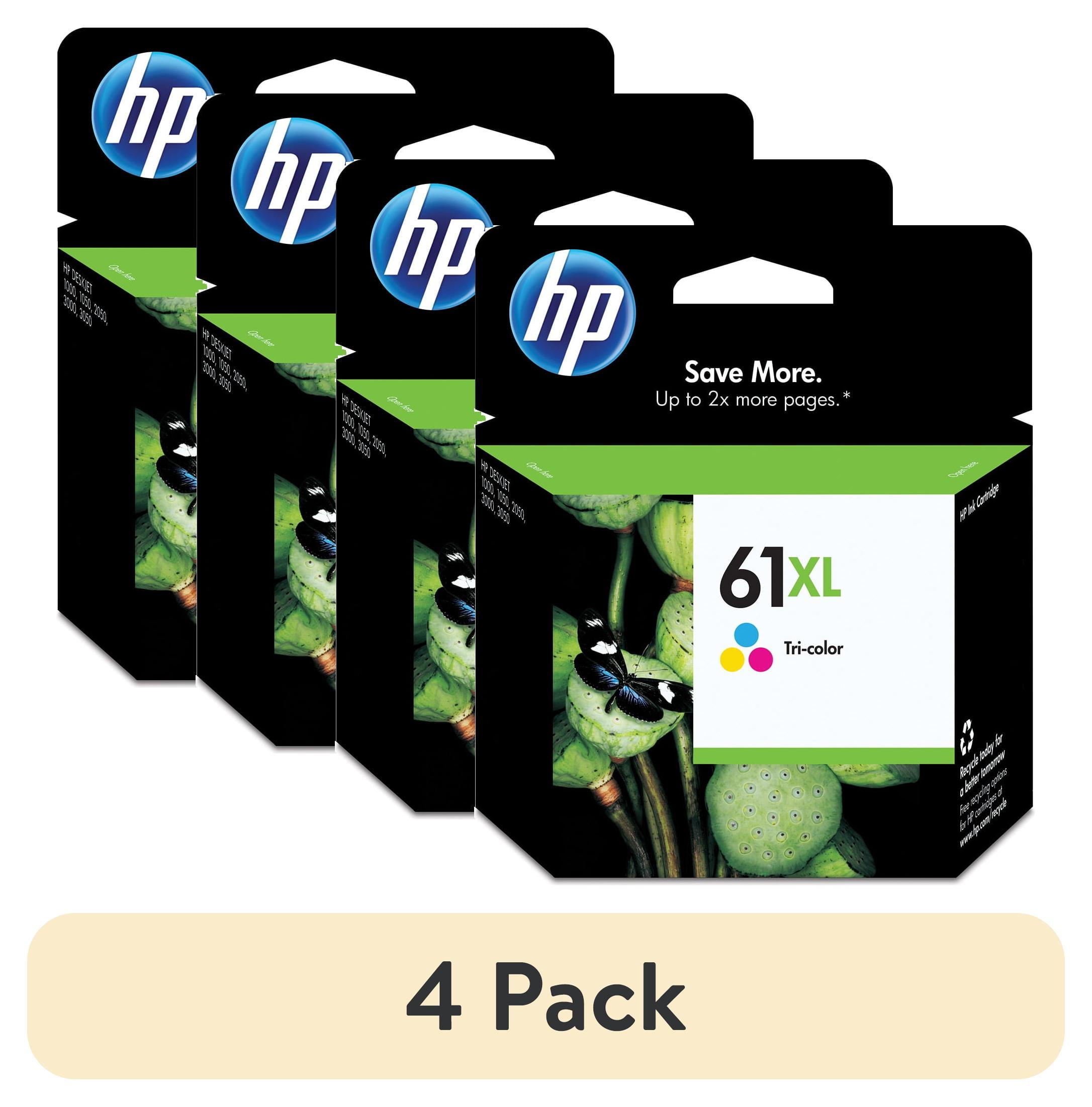 (4 pack) HP 61XL High Yield Tri-color Original Ink Cartridge, ~300 ...