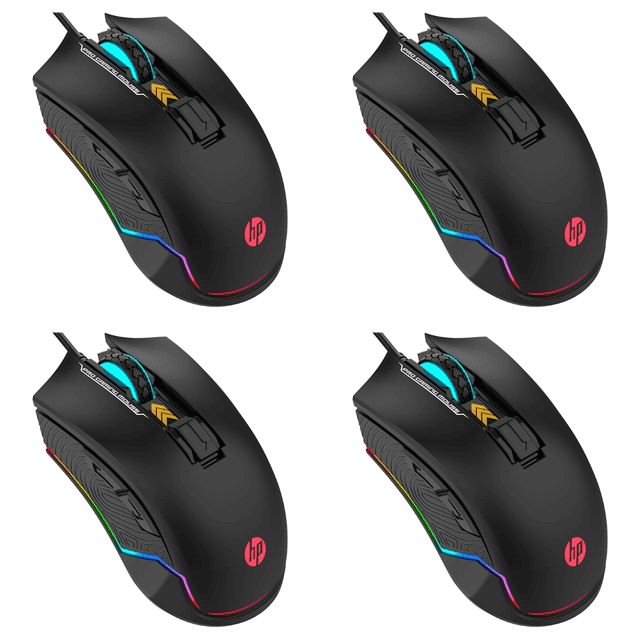 (4 pack) HP Wired Gaming Mouse LED RGB Backlit Adjustable 6200 DPI ...
