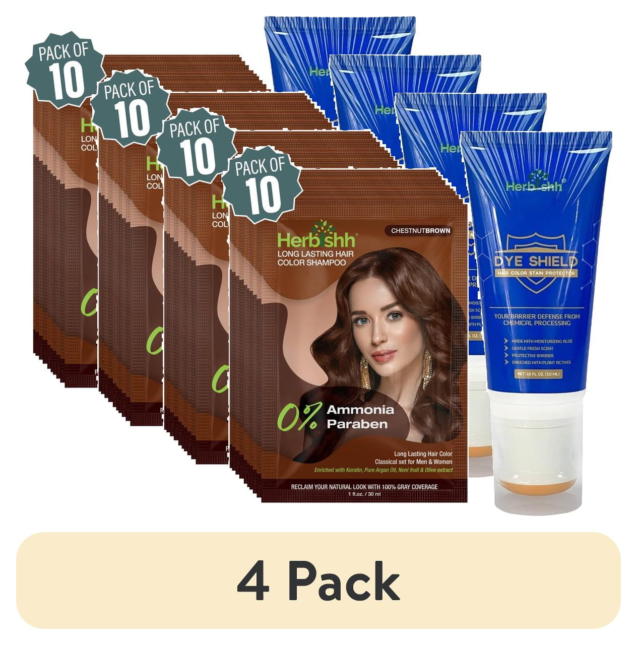 (4 pack) Hair Color Shampoo – Pack of 10 – 3-in-1 Dye, Conditioner ...