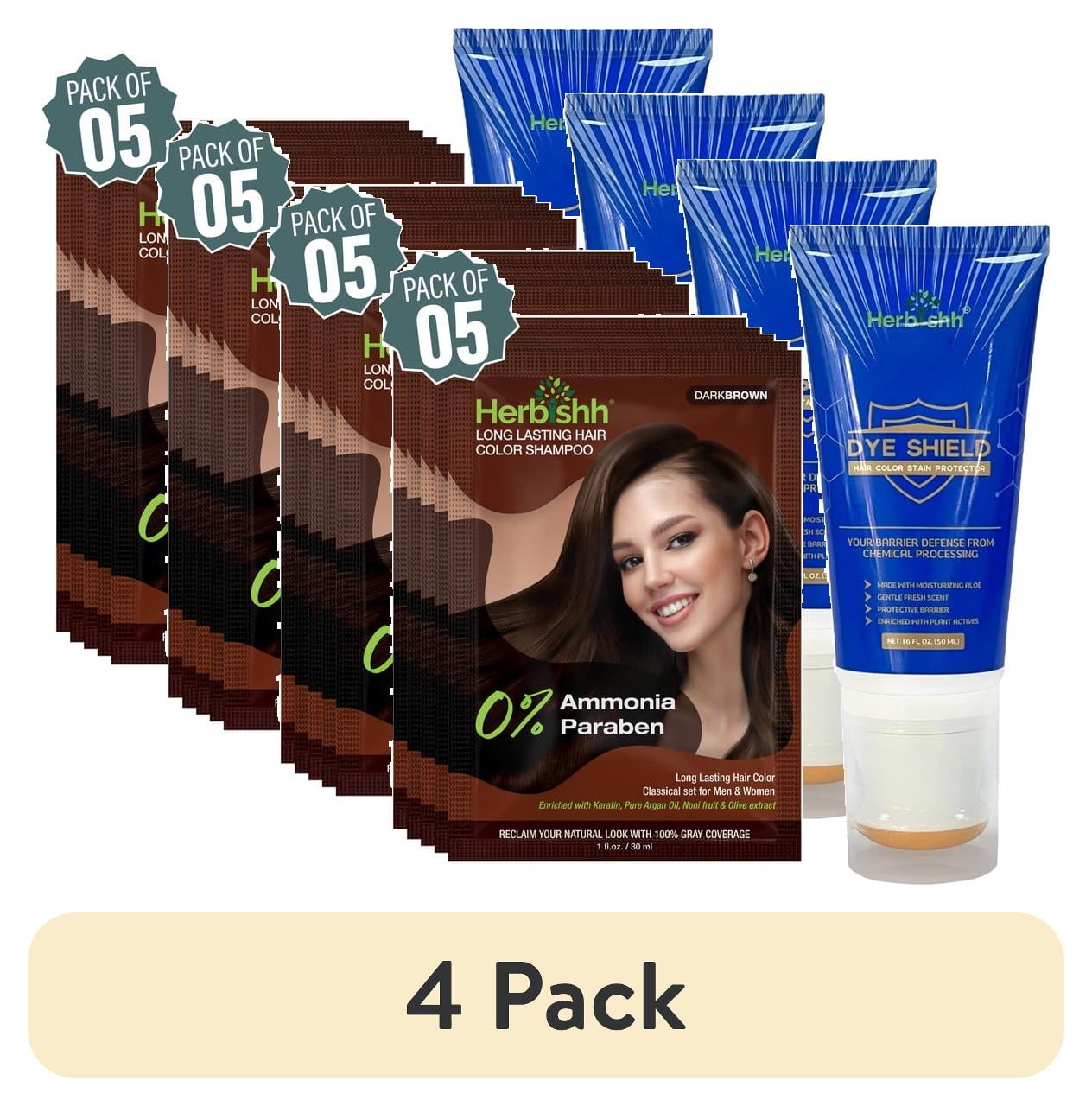 (4 pack) Hair Color Shampoo – Pack of 5 – 3-in-1 Dye, Conditioner ...