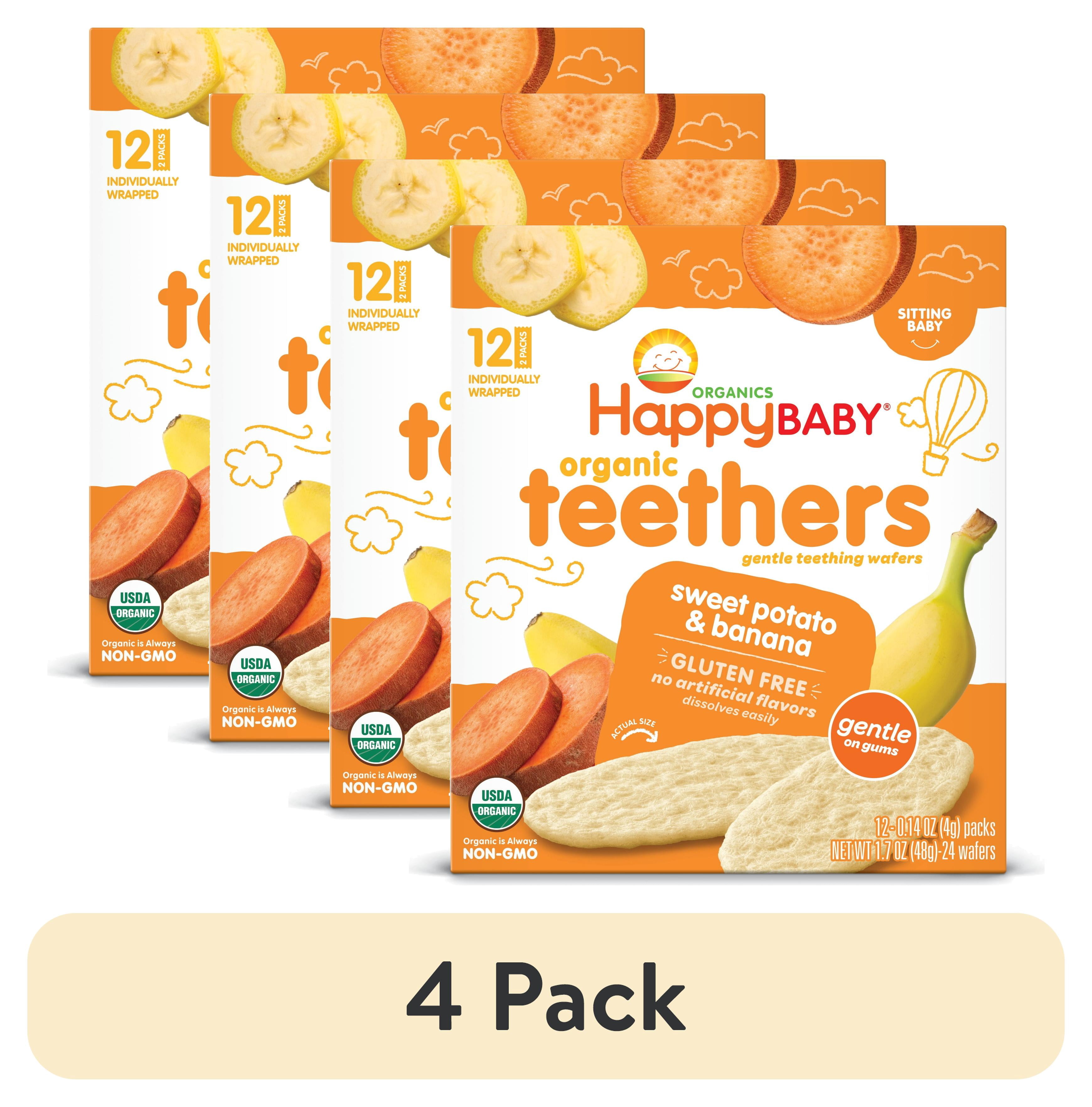 (4 pack) Happy Baby, Gentle Teething Wafers, Sweet Potato & Banana ...