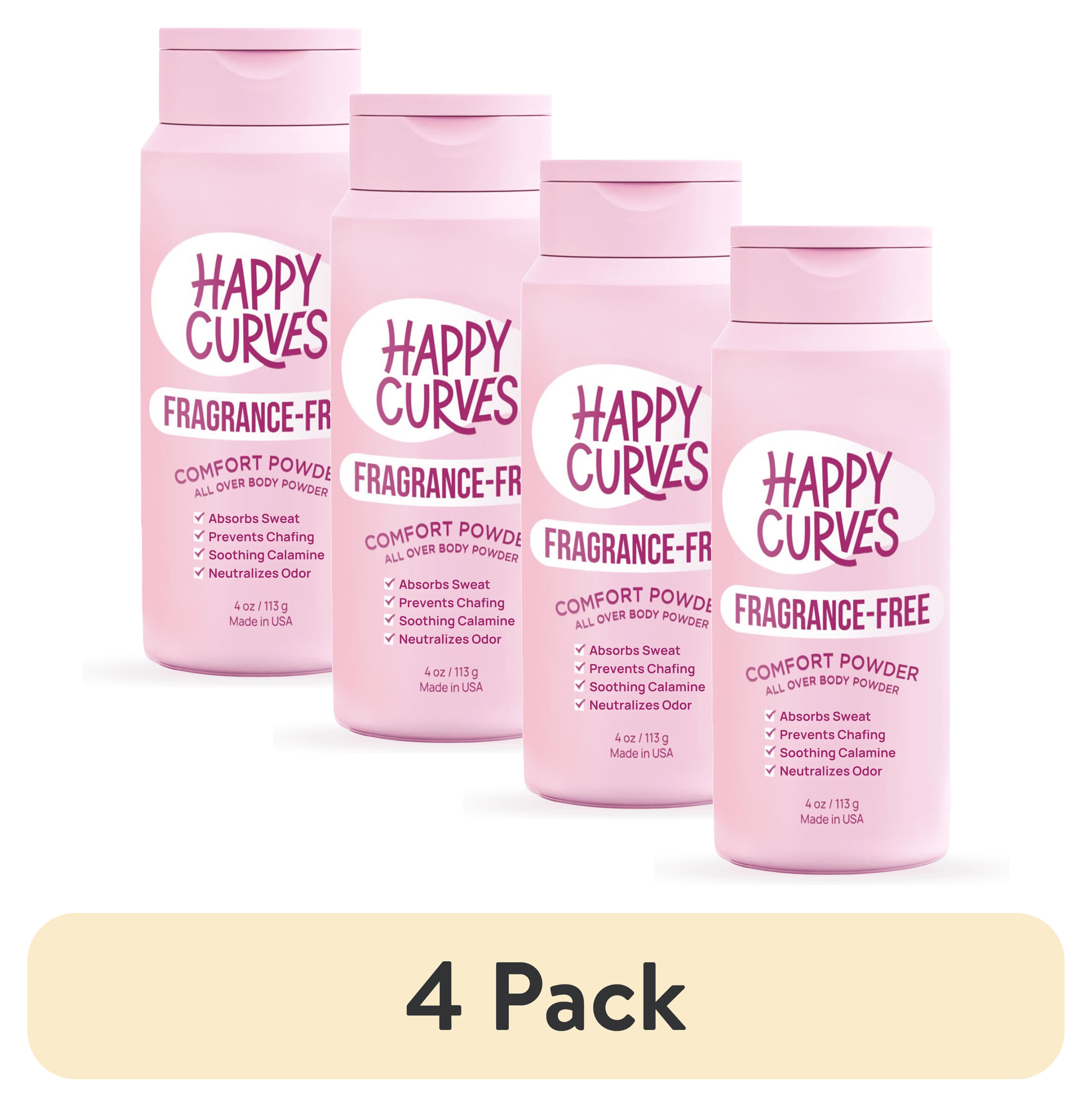 (4 pack) Happy Curves Dusting Body Powder for Women, Talc & Aluminum ...