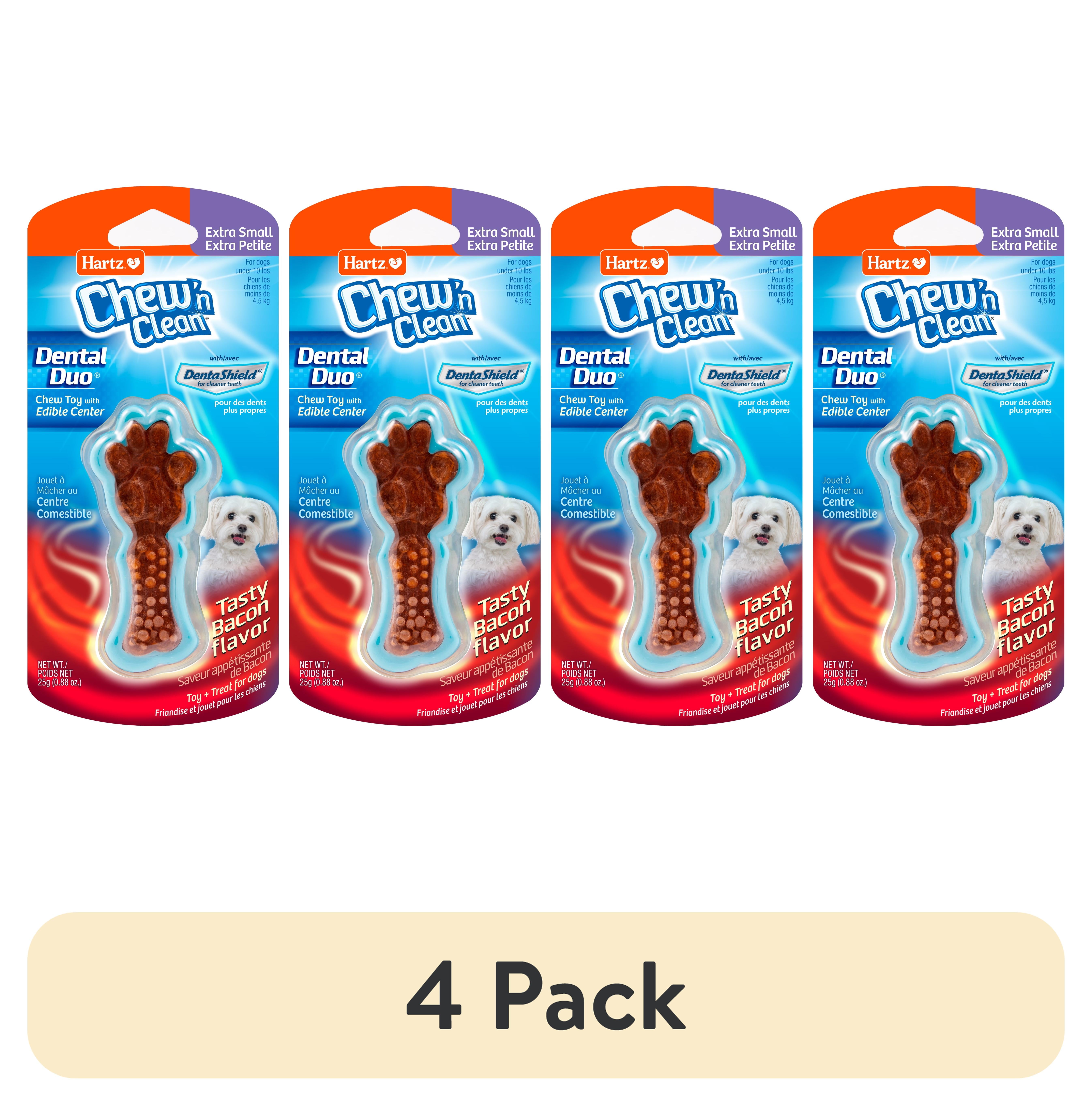 (4 pack) Hartz Chew 'n Clean Extra Small Dog Treat Bacon, 0.88 oz ...