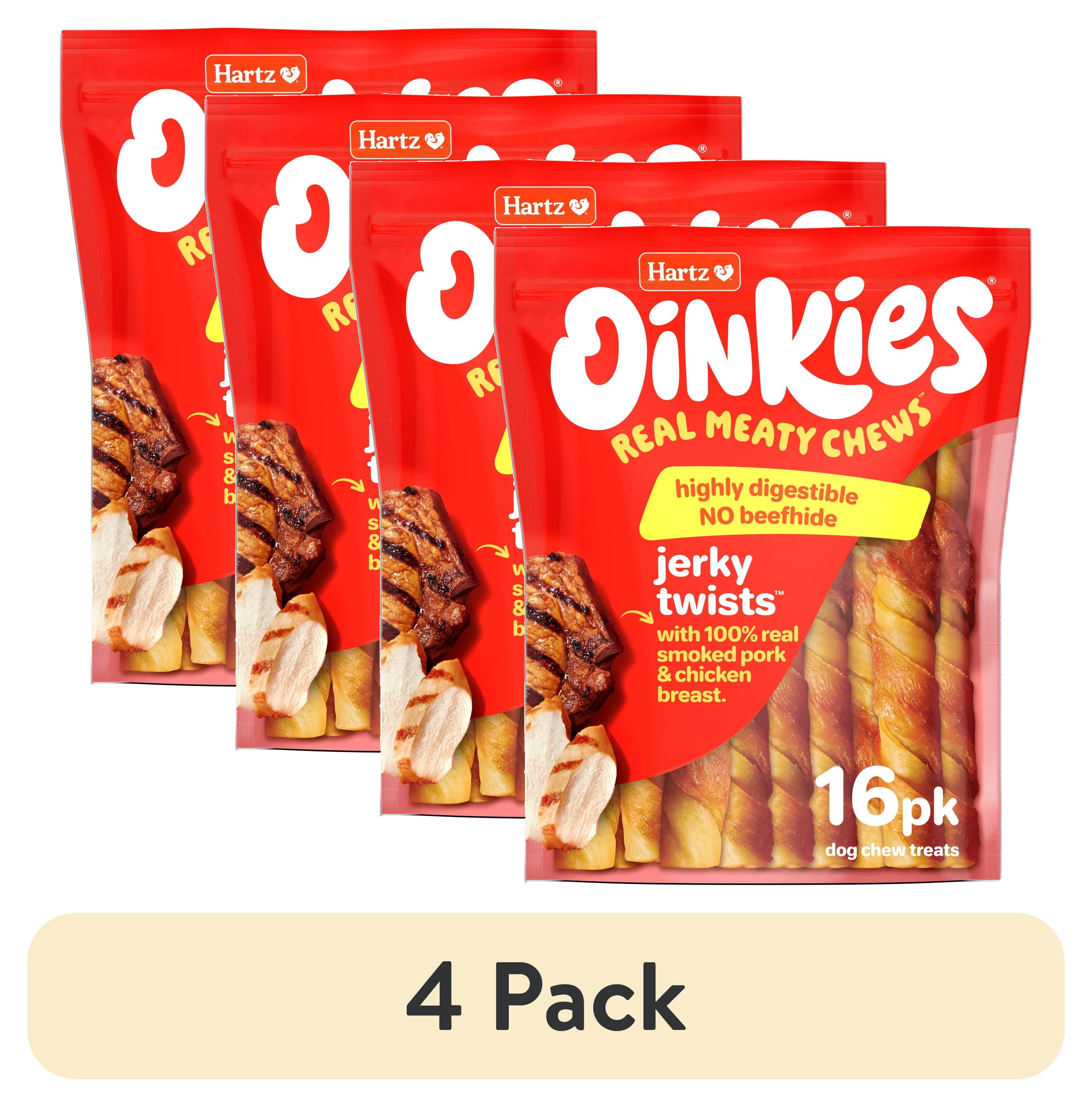 (4 pack) Hartz Oinkies Jerky Twists Chicken Wrapped Smoked Pig Skin ...