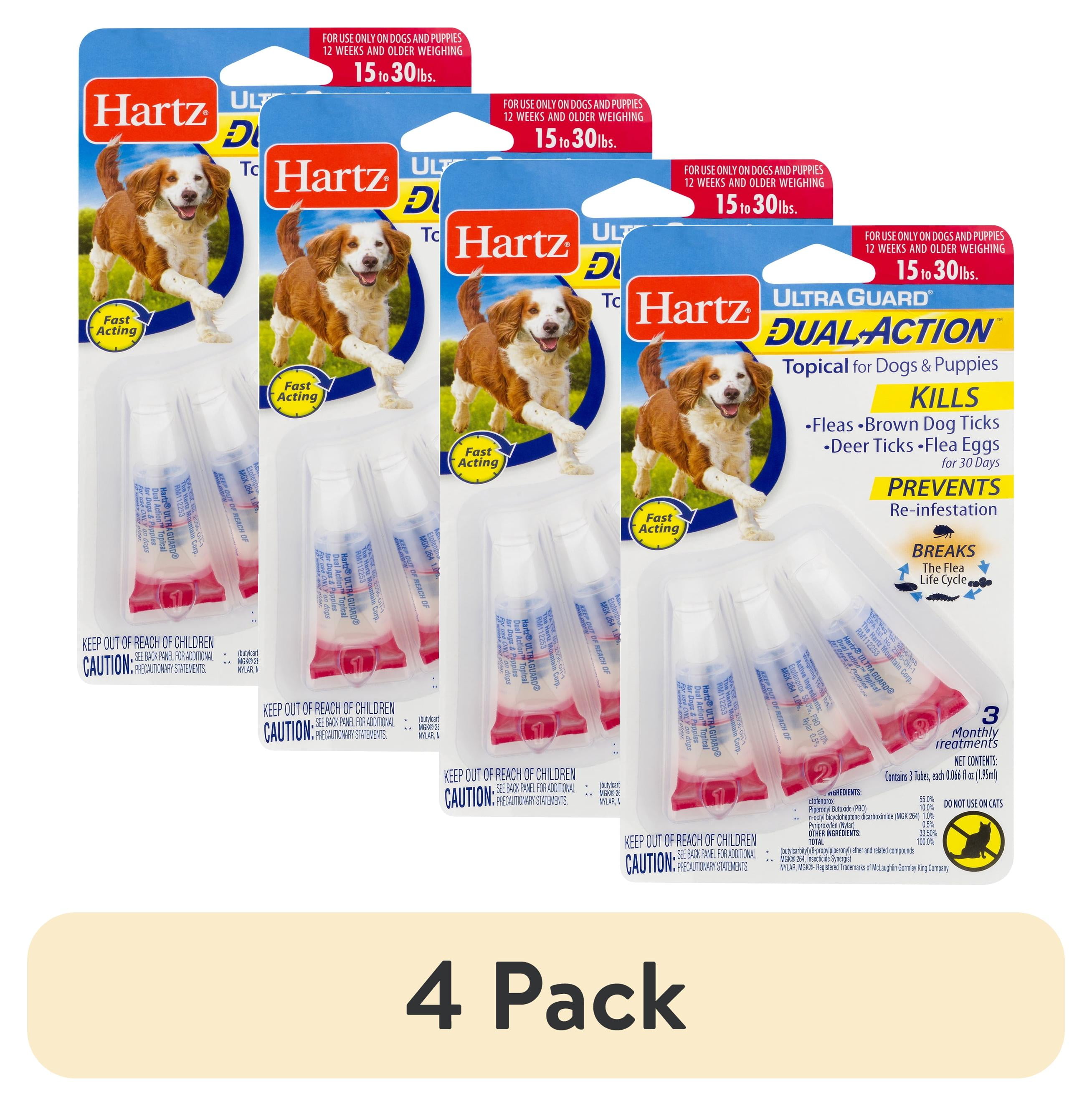 (4 pack) Hartz UltraGuard Dual Action Flea & Tick Topical for Medium ...