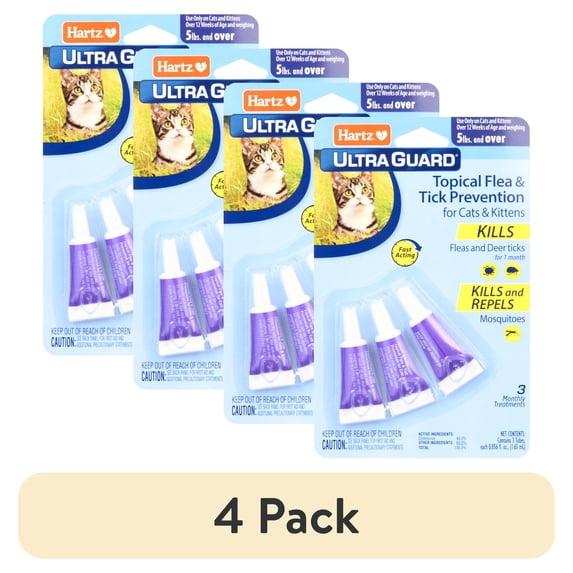 (4 pack) Hartz UltraGuard Topical Flea and Tick Prevention Treatment ...
