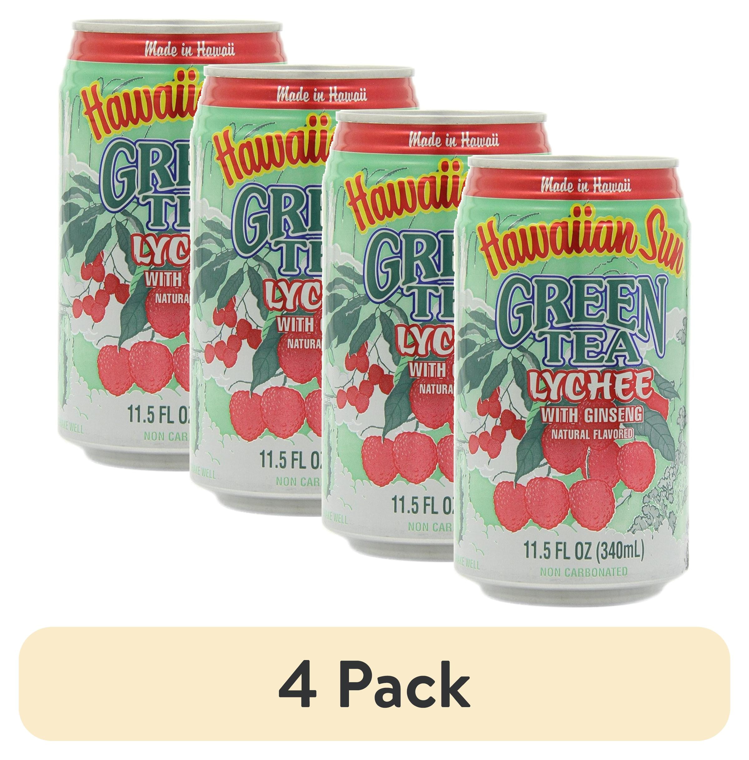 (4 pack) Hawaiian Sun Green Tea Lychee with Ginseng, 11.5 Fl. Oz., 6 ...