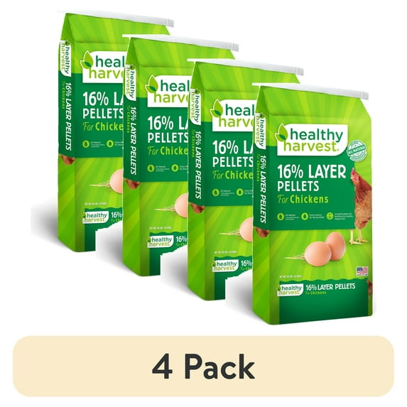 (4 pack) Healthy Harvest 16% Layer Pellets Feed for Egg Laying Chickens ...