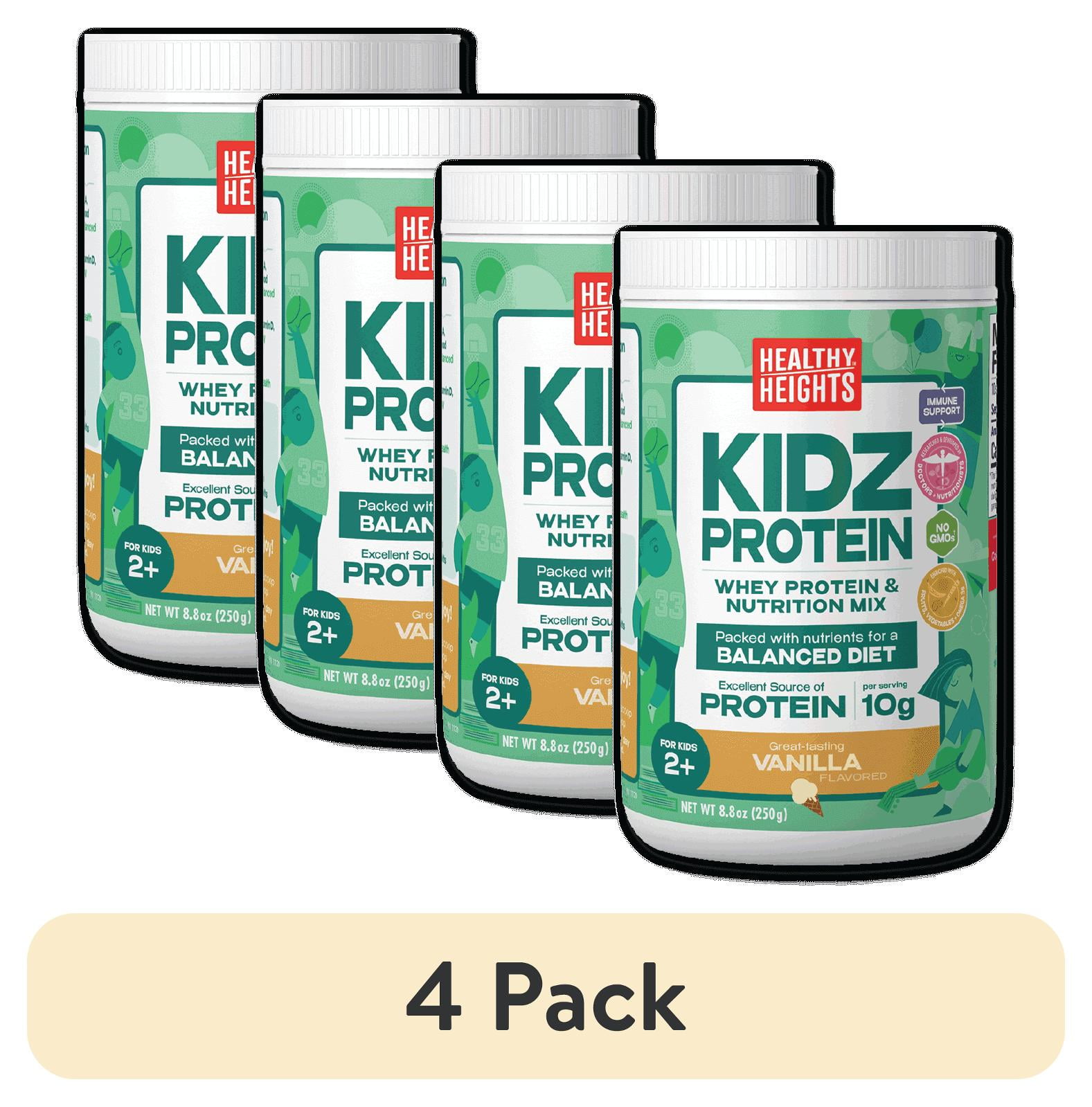 (4 pack) Healthy Heights KidzProtein, Shake Mix Powder, Vanilla, 10g Protein - Walmart.com