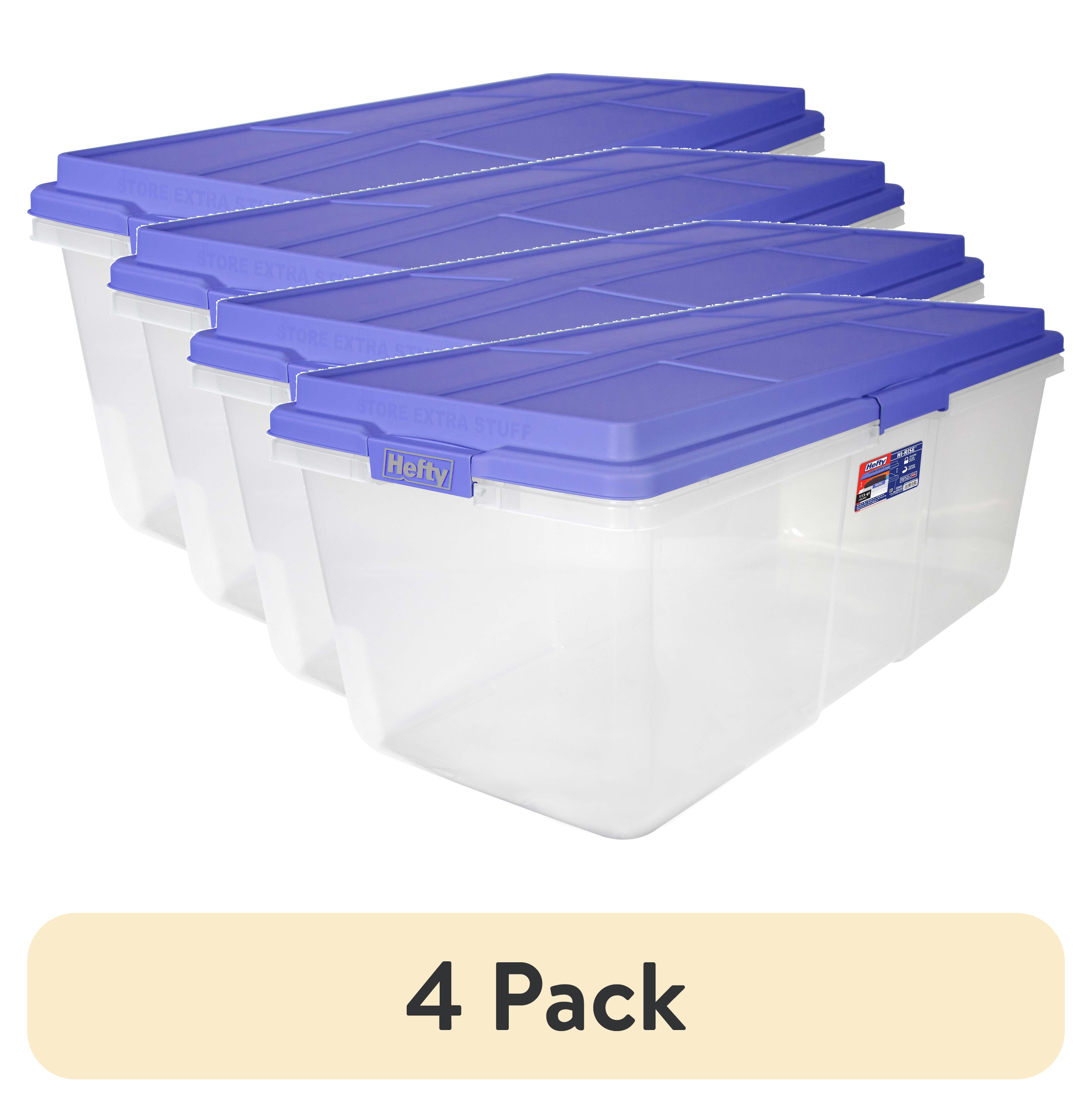 (4 pack) Hefty, 113 Quart Clear Storage Bin, Latched Storage Container ...