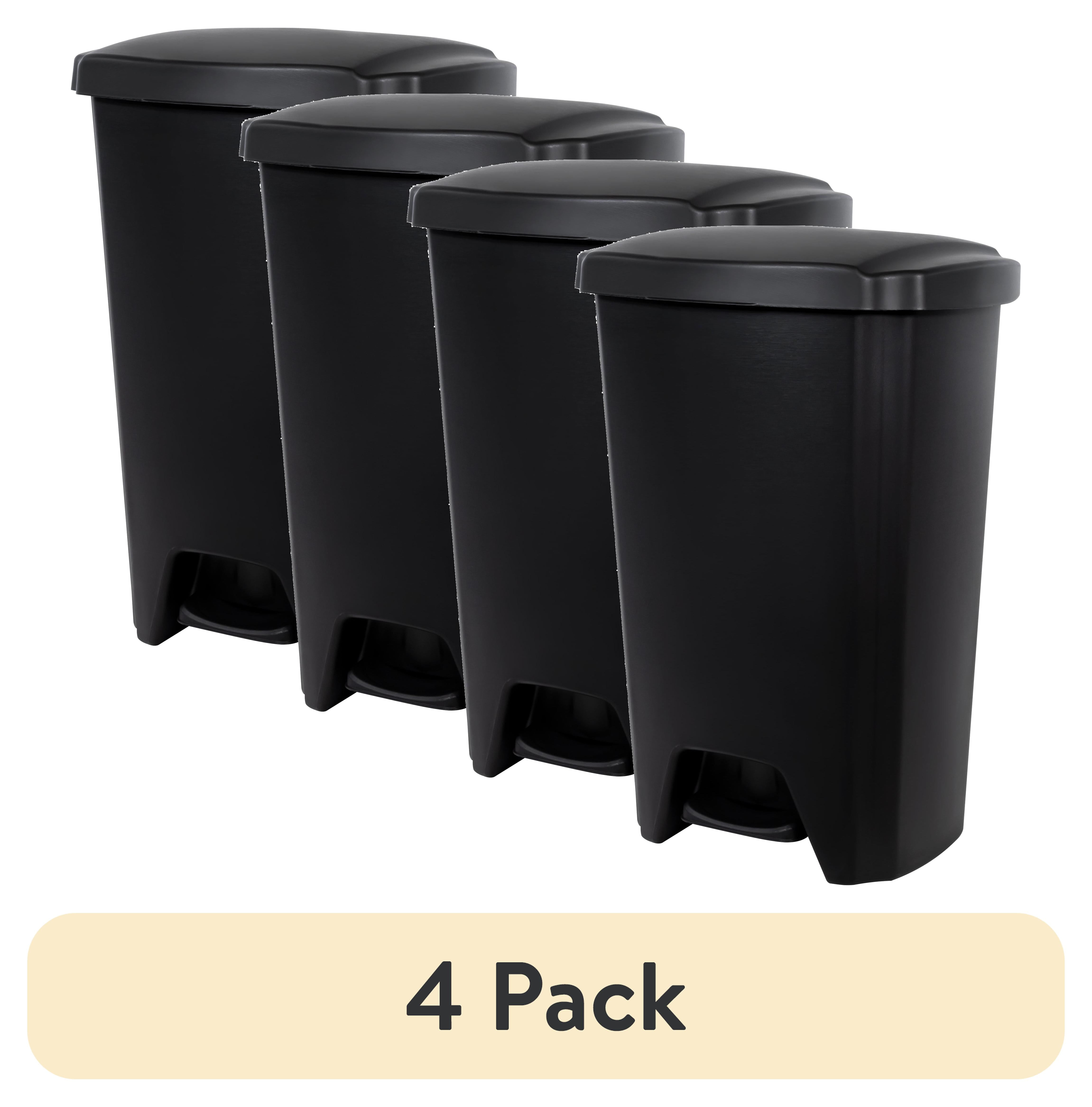 (4 pack) Hefty 12.1 Gallon Trash Can, Plastic Step On Kitchen Trash Can ...