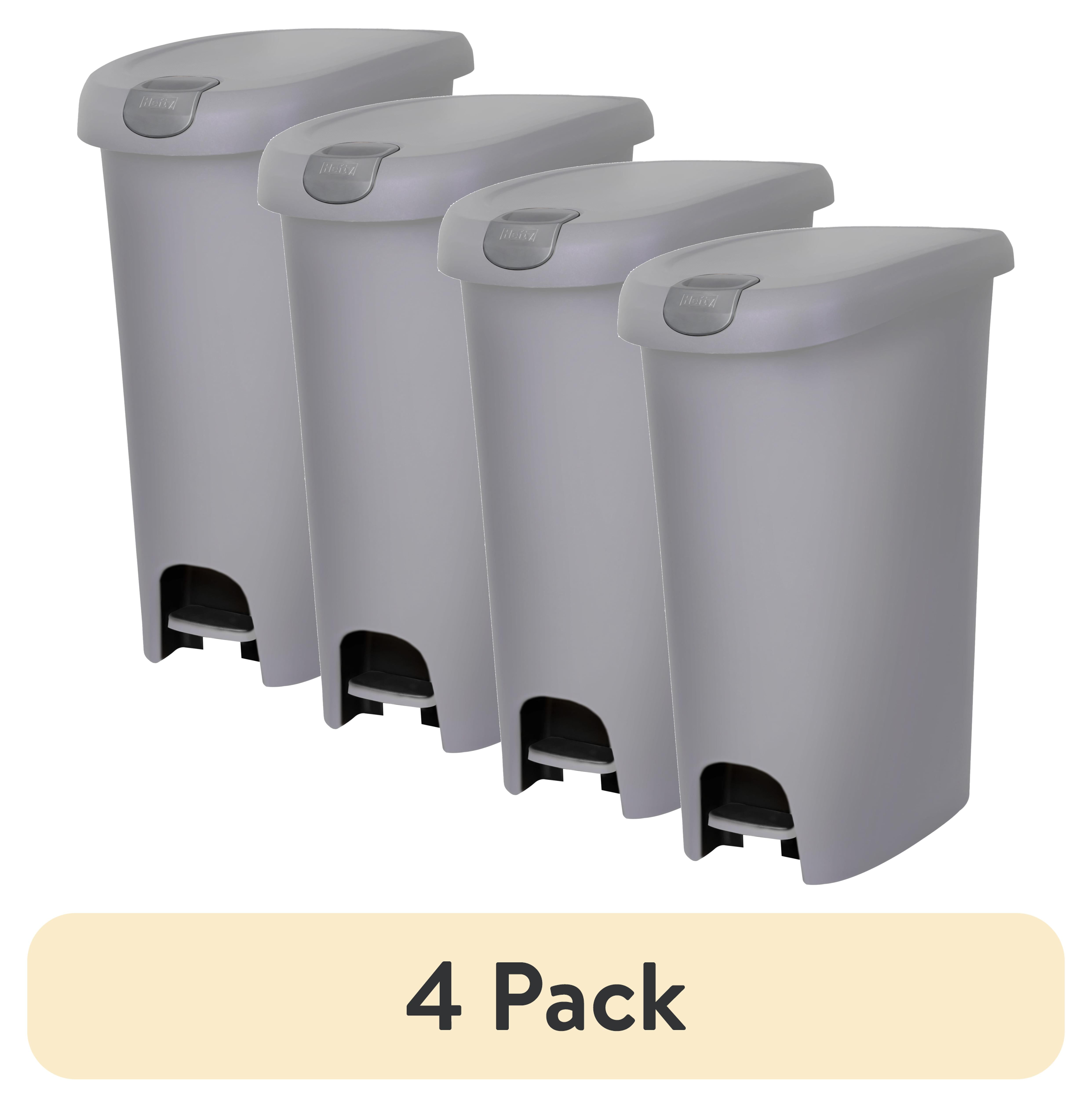 (4 pack) Hefty Kitchen Trash Can, 12 Gallon Plastic Slim Step Garbage ...