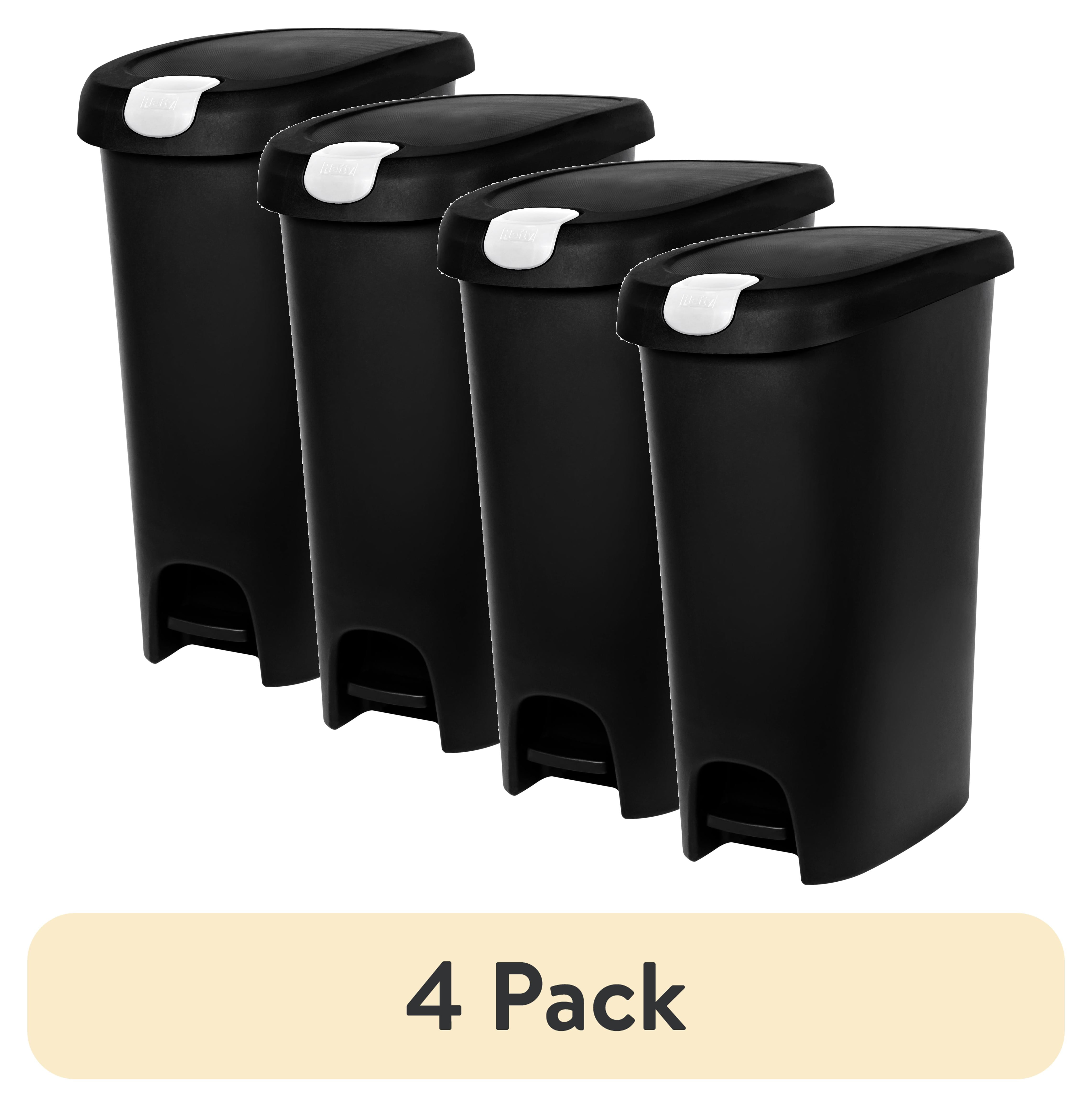 (4 pack) Hefty Kitchen Trash Can, 12 Gallon Plastic Slim Step Garbage ...