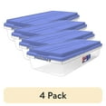 (4 pack) Hefty 63 Quart Clear Latched Storage Bin with Smoke Blue HI ...