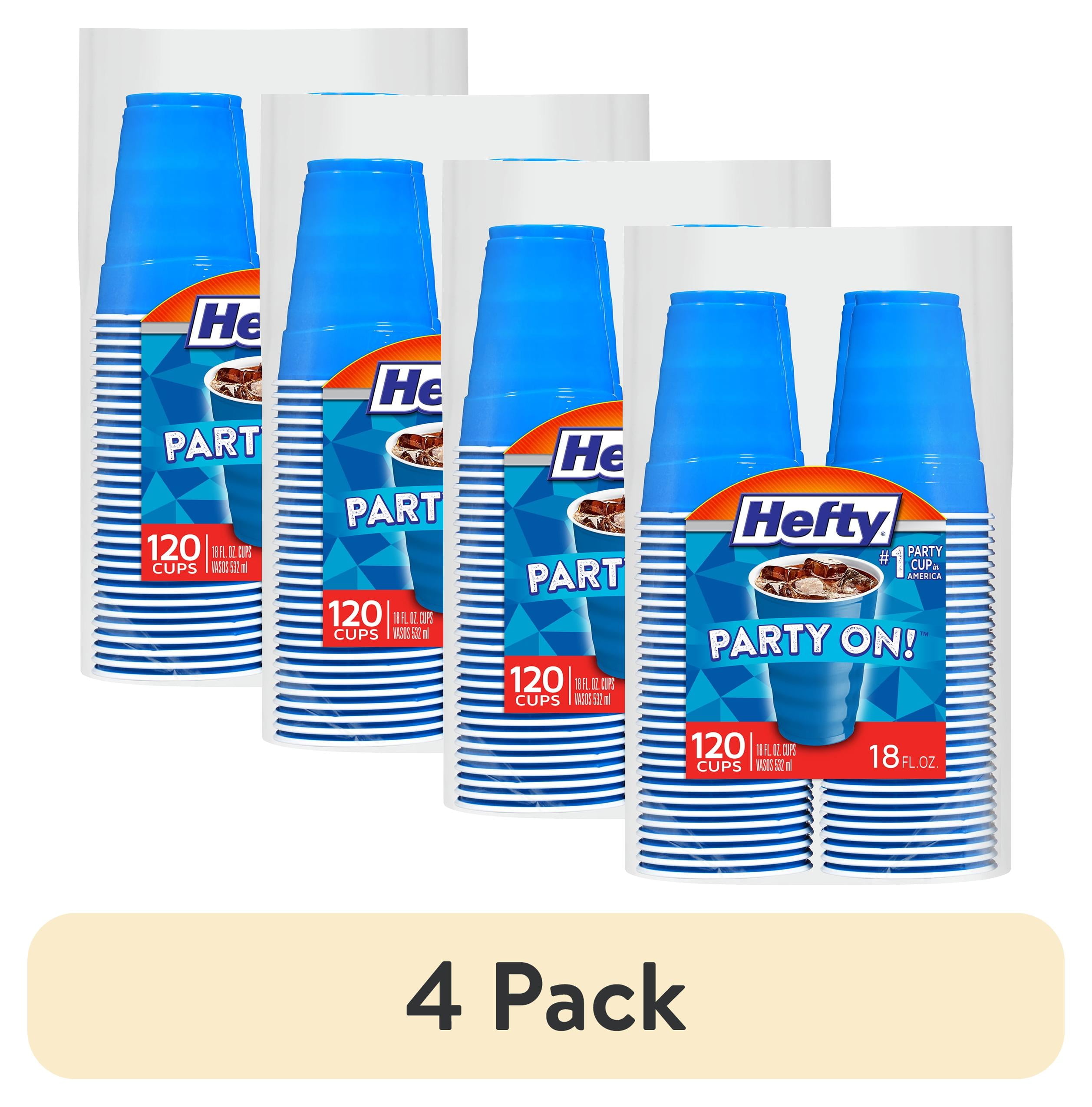 (4 pack) Hefty Party On Disposable Plastic Cups, Marine Blue, 18 oz, 12 ...
