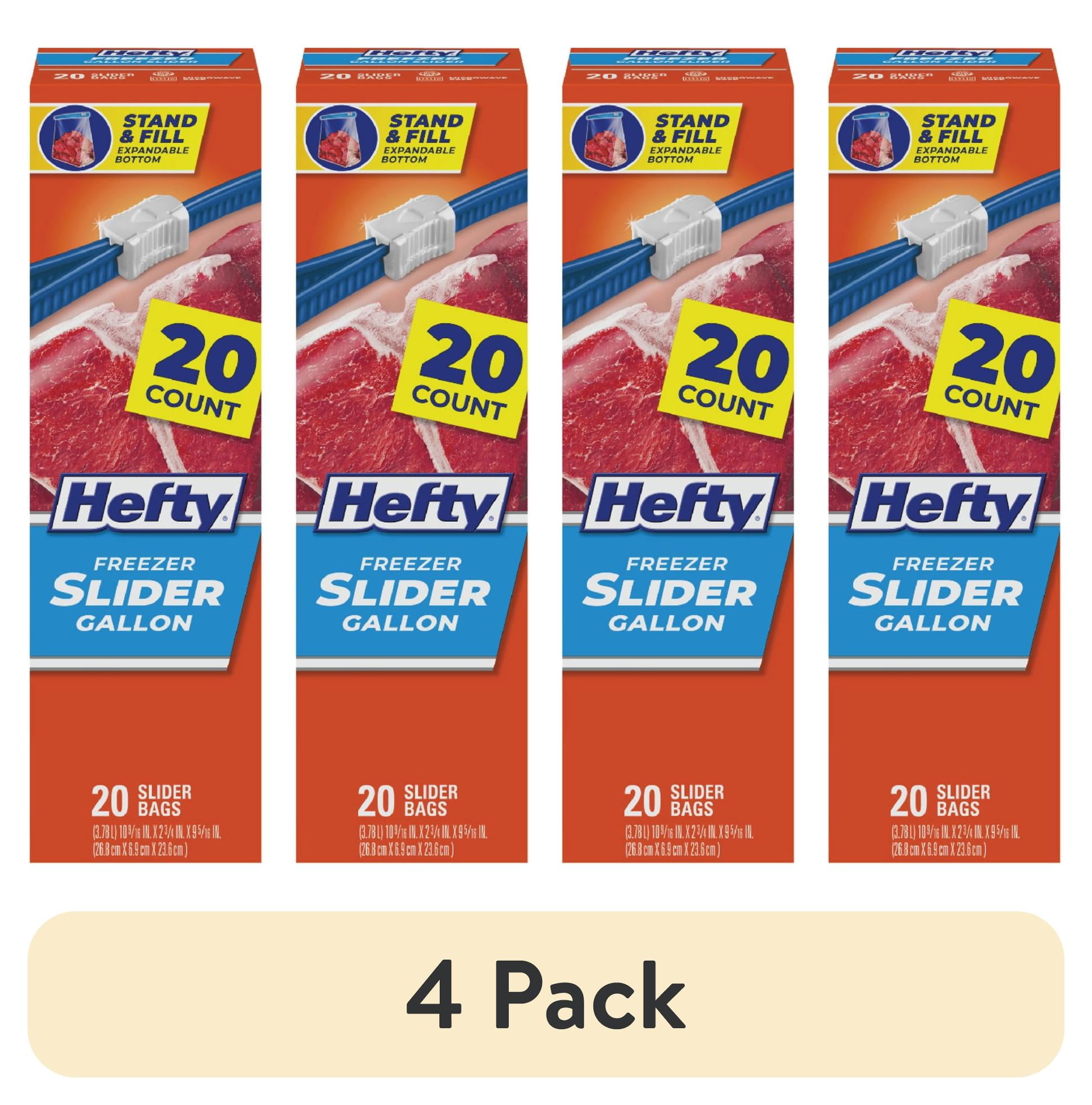 (4 pack) Hefty Slider Freezer Kitchen Storage Bags, gallon Size, 20 ...