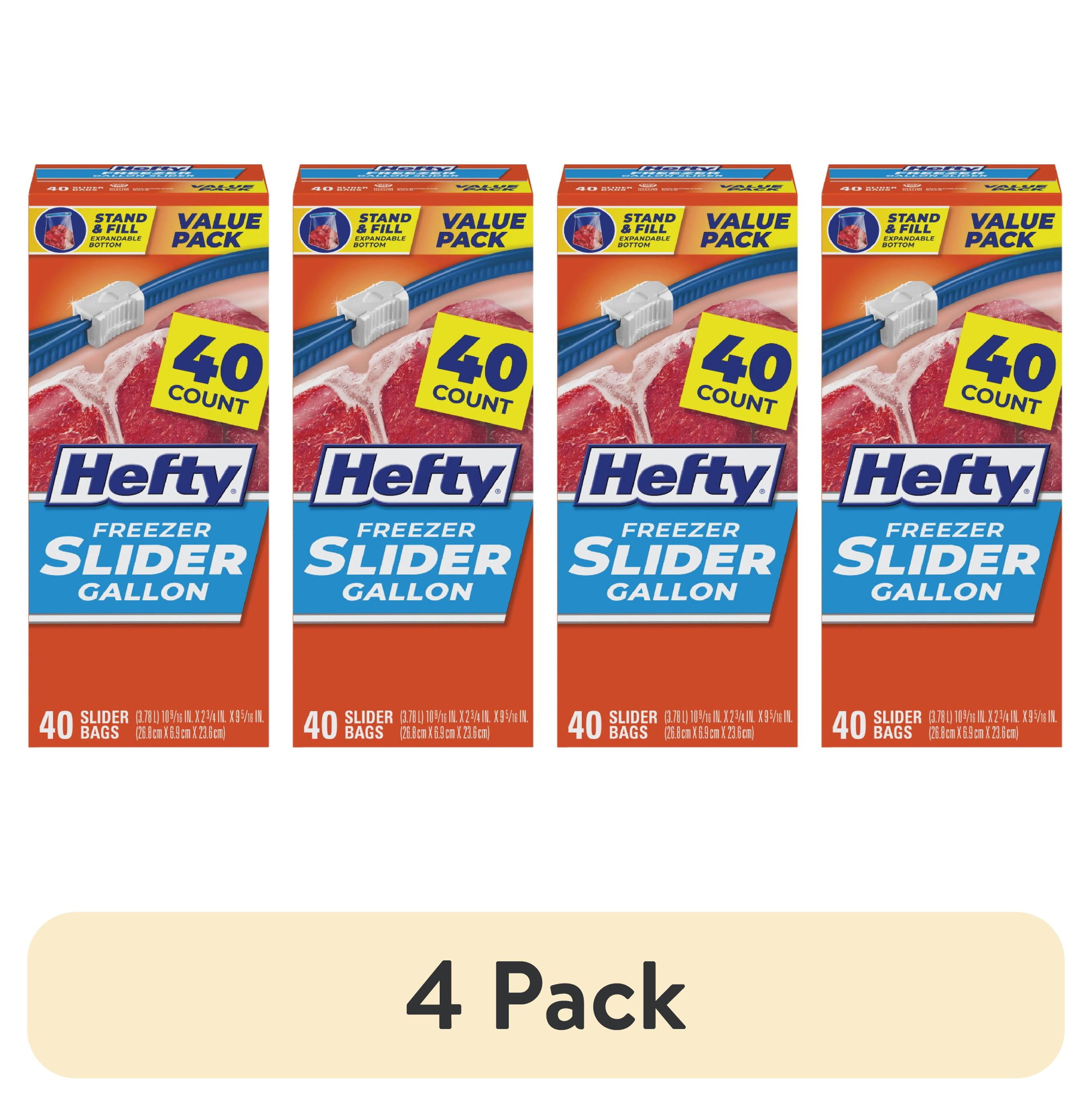 (4 pack) Hefty Slider Freezer Kitchen Storage Bags, gallon Size, 40 ...