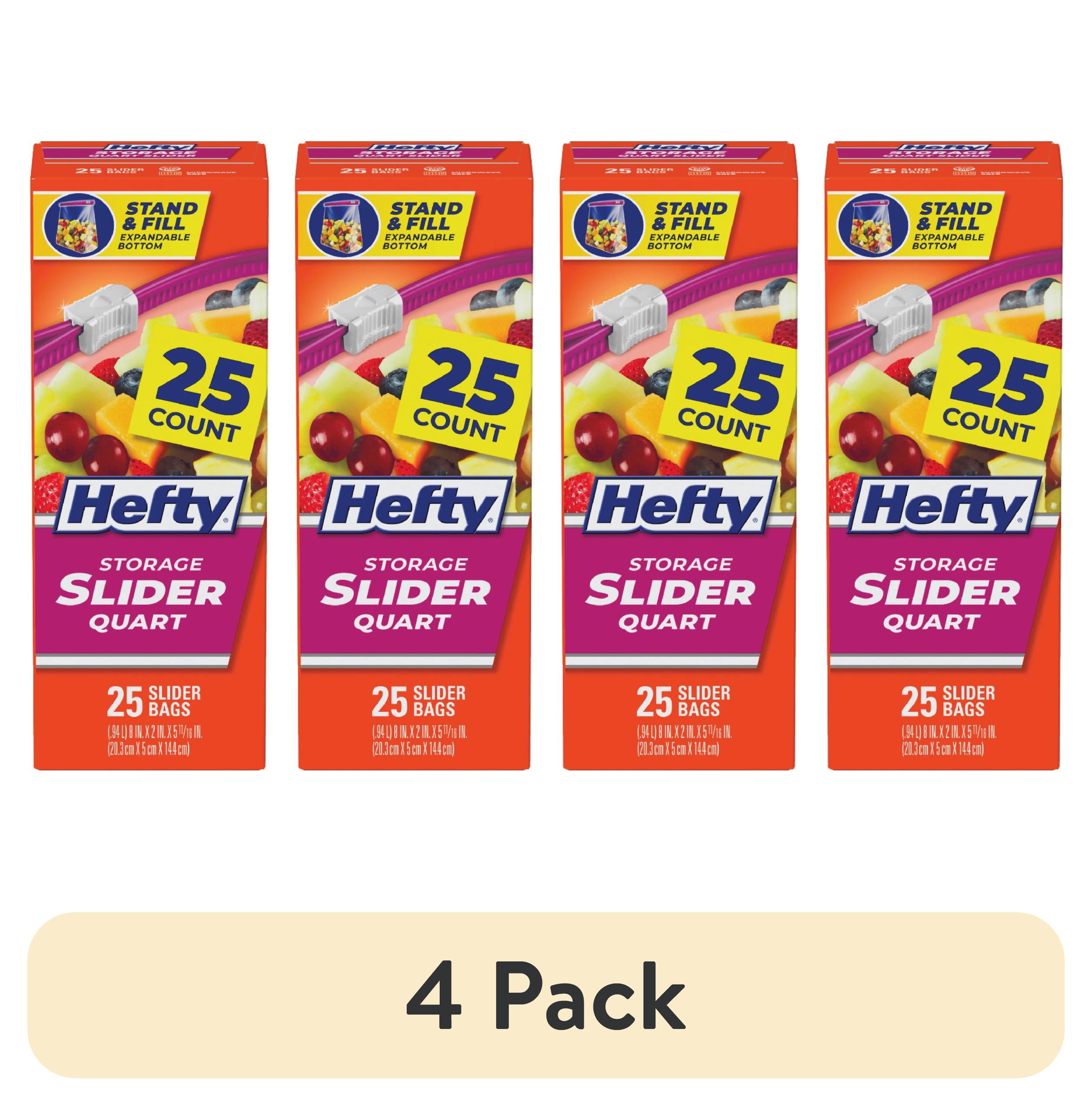 (4 pack) Hefty Slider Kitchen Storage Bags, Quart Size, 25 Count ...