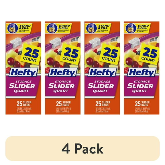 Hefty QT Slider Food Storage Bags, Quart Size, 78 Count, Pack of 1 ...