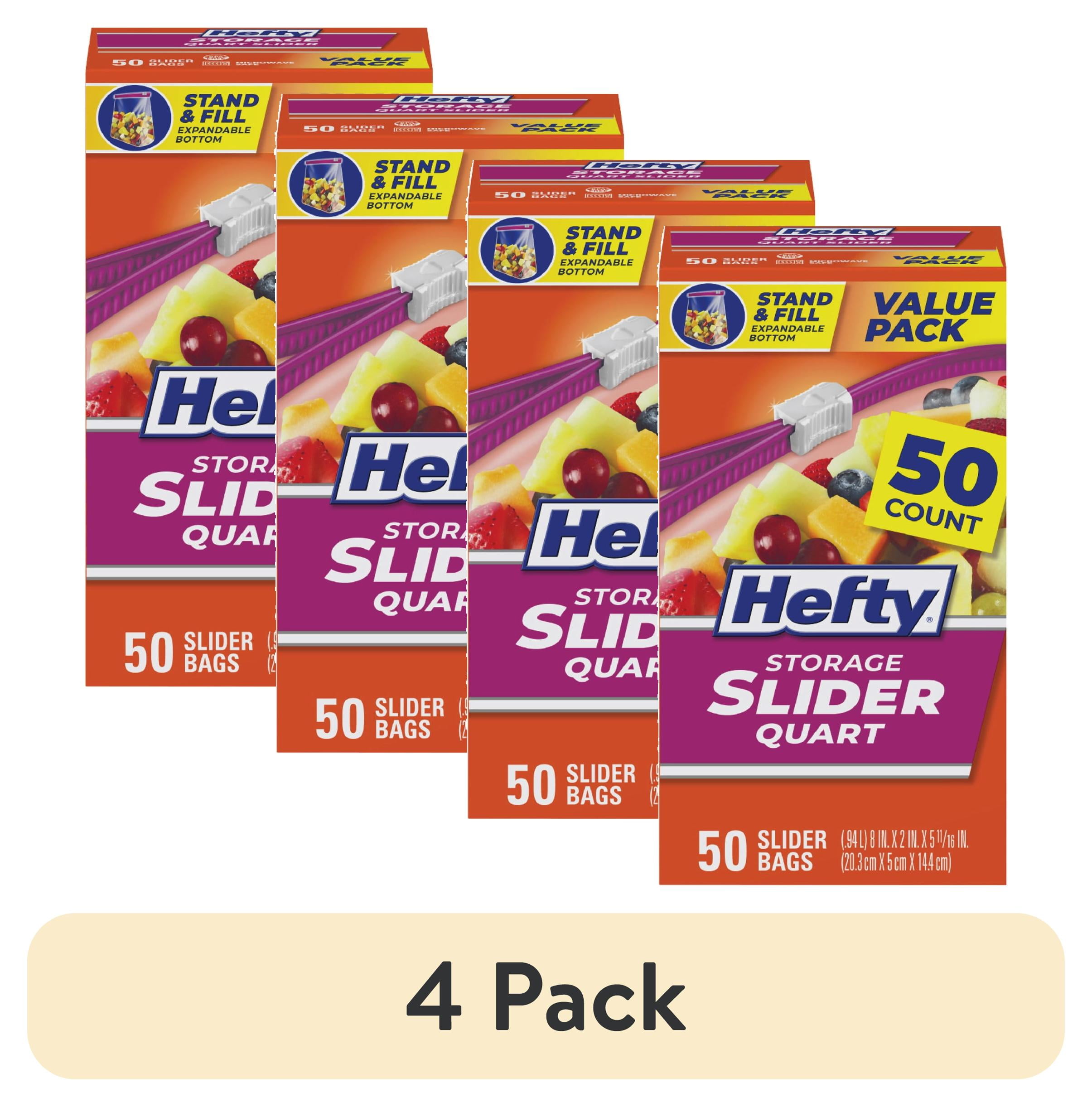 (4 pack) Hefty Slider Kitchen Storage Bags, Quart Size, 50 Count ...