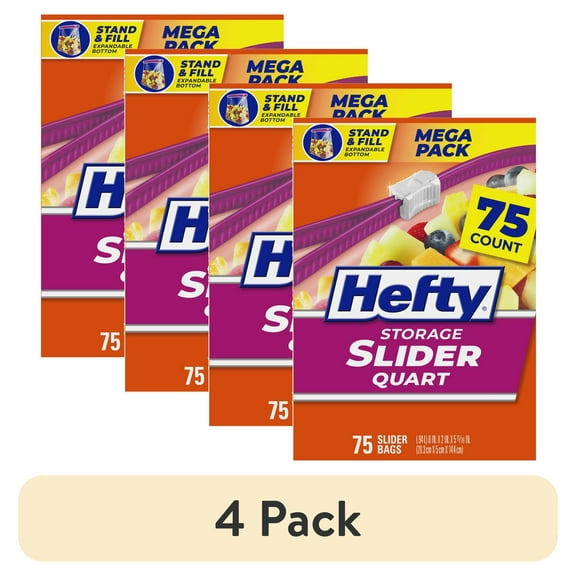 Hefty QT Slider Food Storage Bags, Quart Size, 78 Count, Pack of 1 ...
