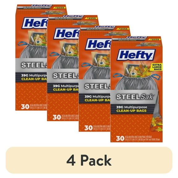 Hefty Strong Lawn and Leaf Bags, 39 Gallon, Extra Thick 1.1 Mil, 38 ...