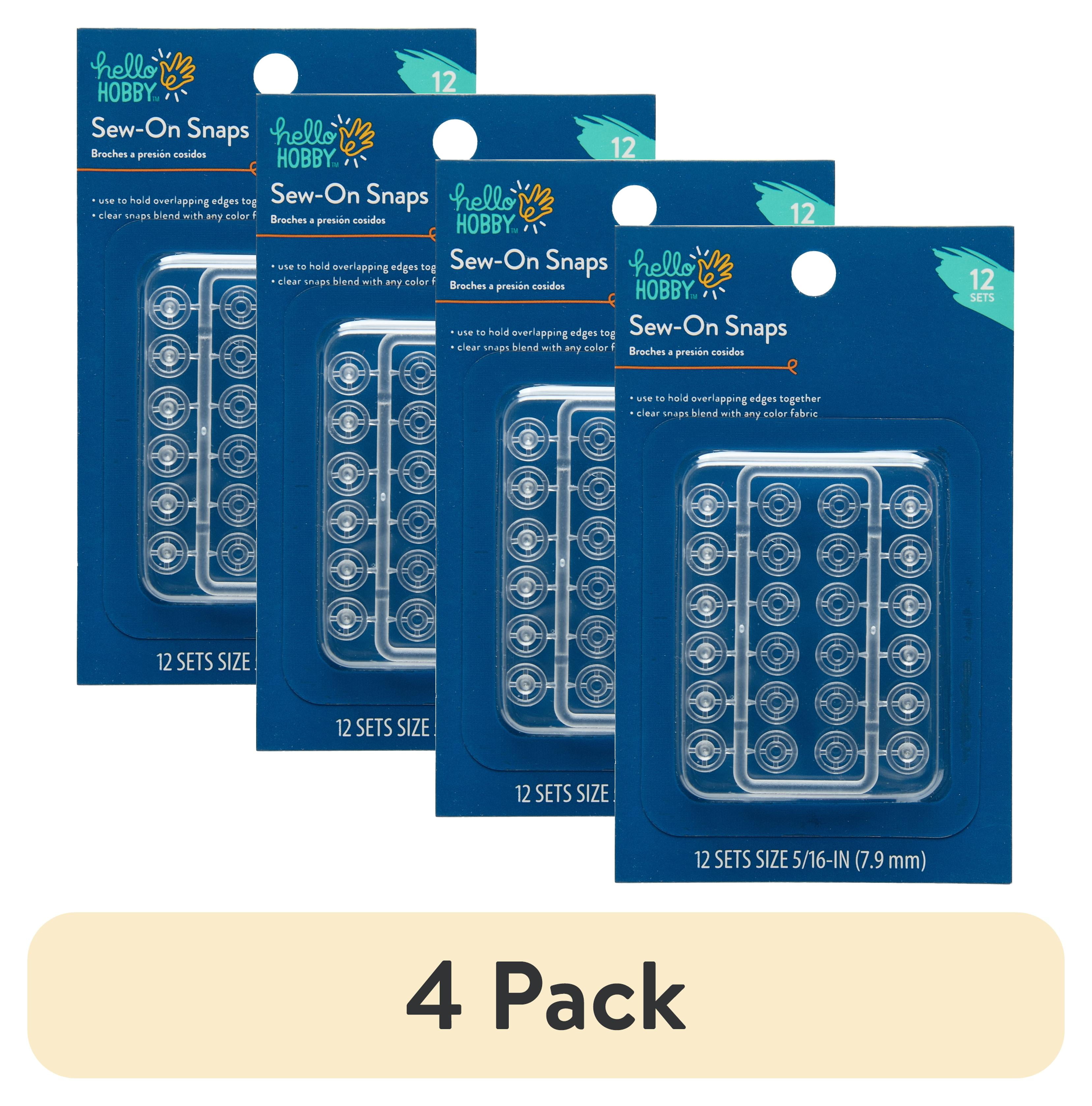 (4 pack) Hello Hobby Clear Sew-On Snaps for Sewing, 12 Sets, 7.9mm ...