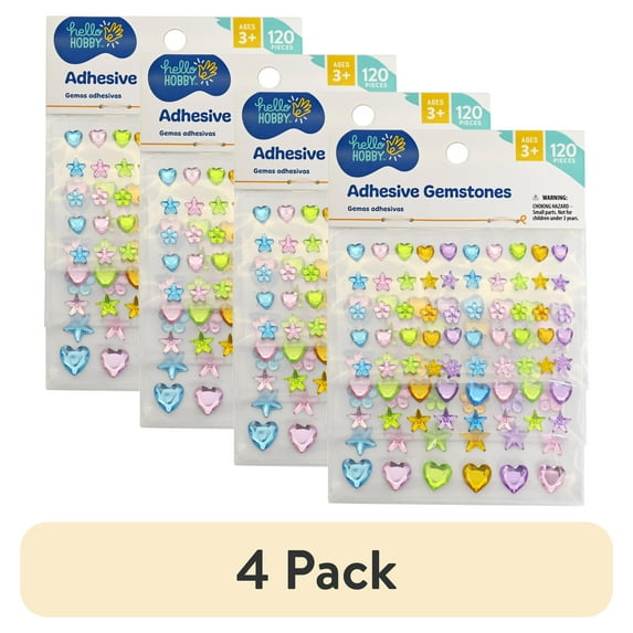 (4 pack) Hello Hobby Round Multicolor Adhesive Gemstones, 120-Piece Set - Walmart.com