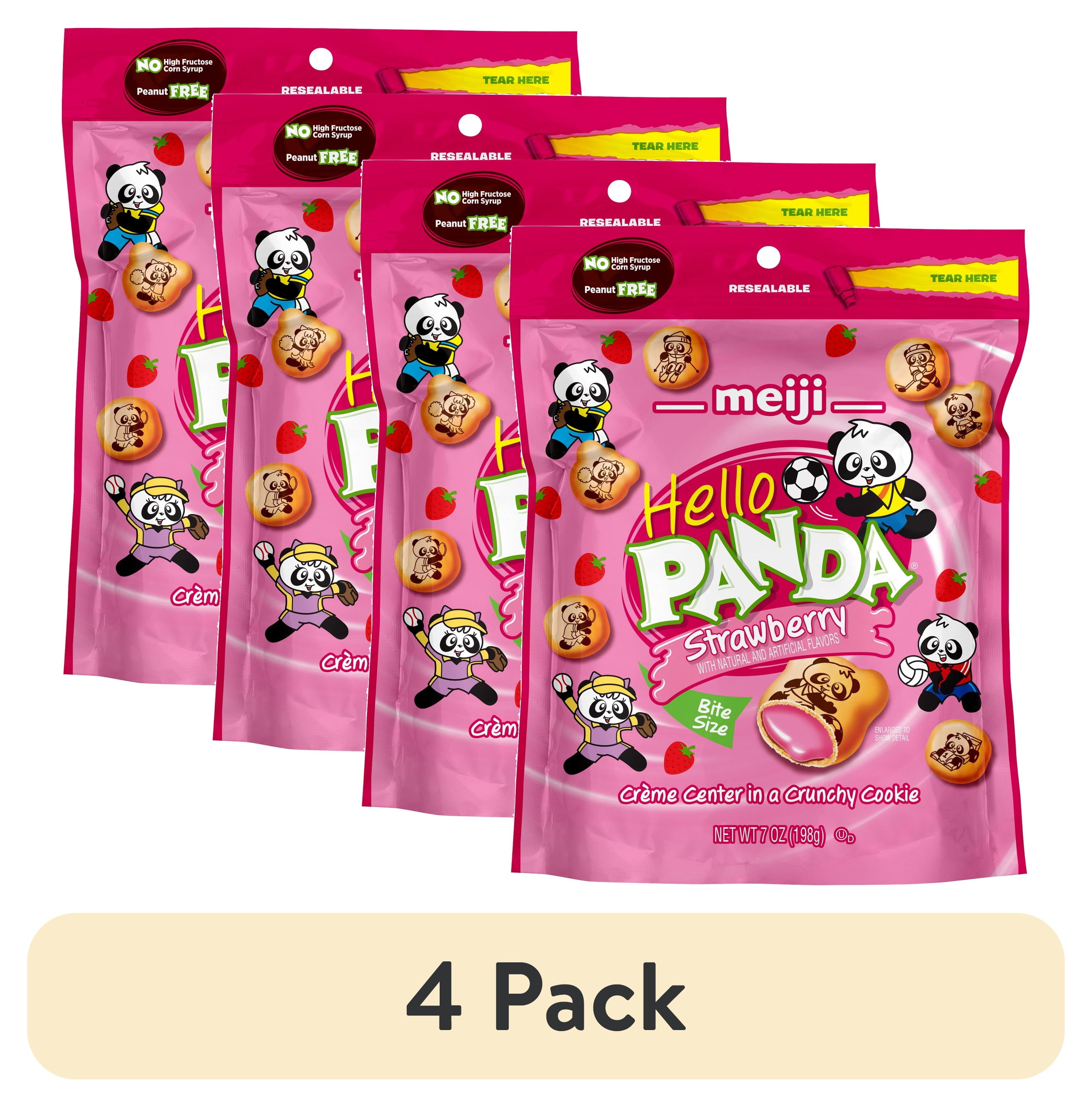 (4 pack) Meiji Hello Panda Strawberry Crème Cookies, Bite-Sized Kids ...