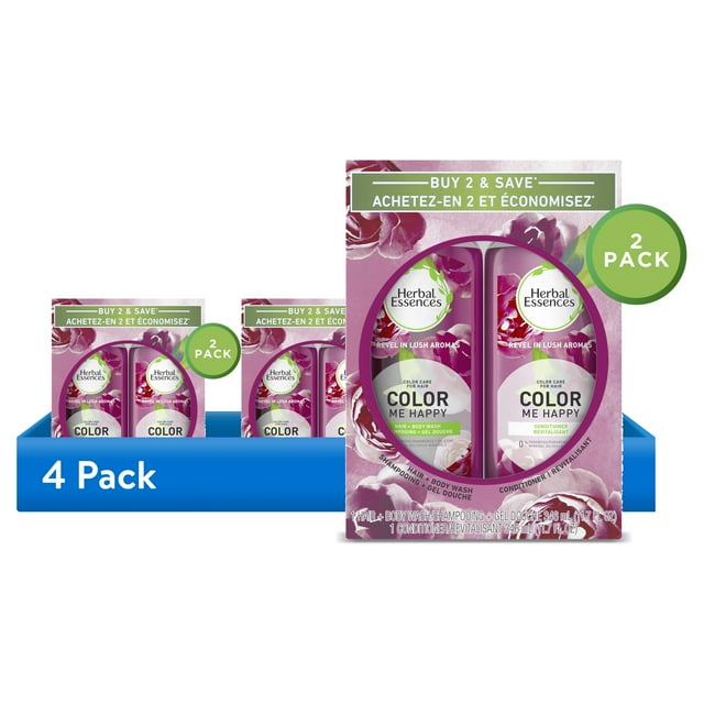 (4 pack) Herbal Essences Color Me Happy Shampoo and Conditioner Set, 11 ...