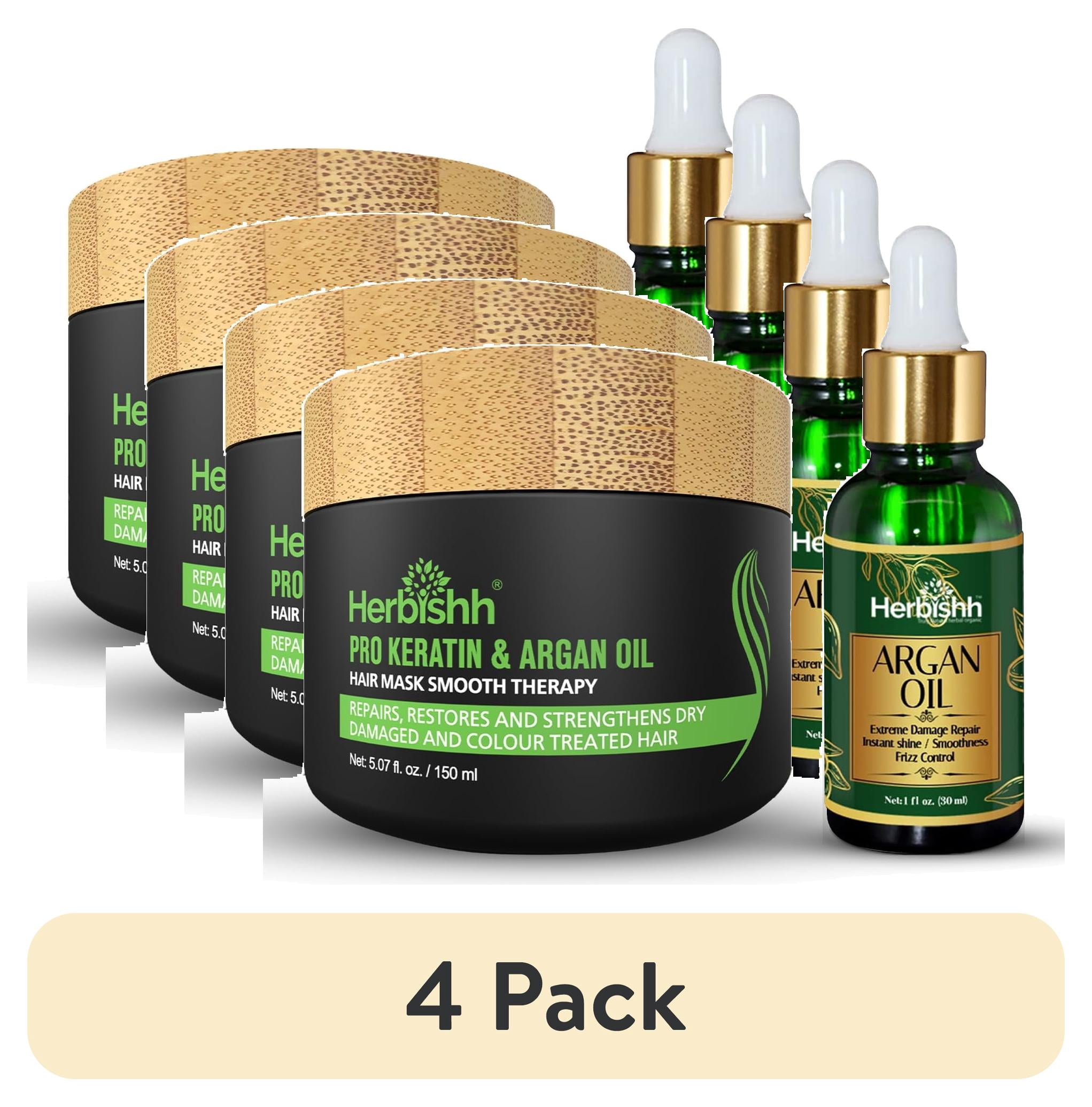 (4 pack) Herbishh Argan Oil & Hair Mask Combo for Deep Conditioning ...