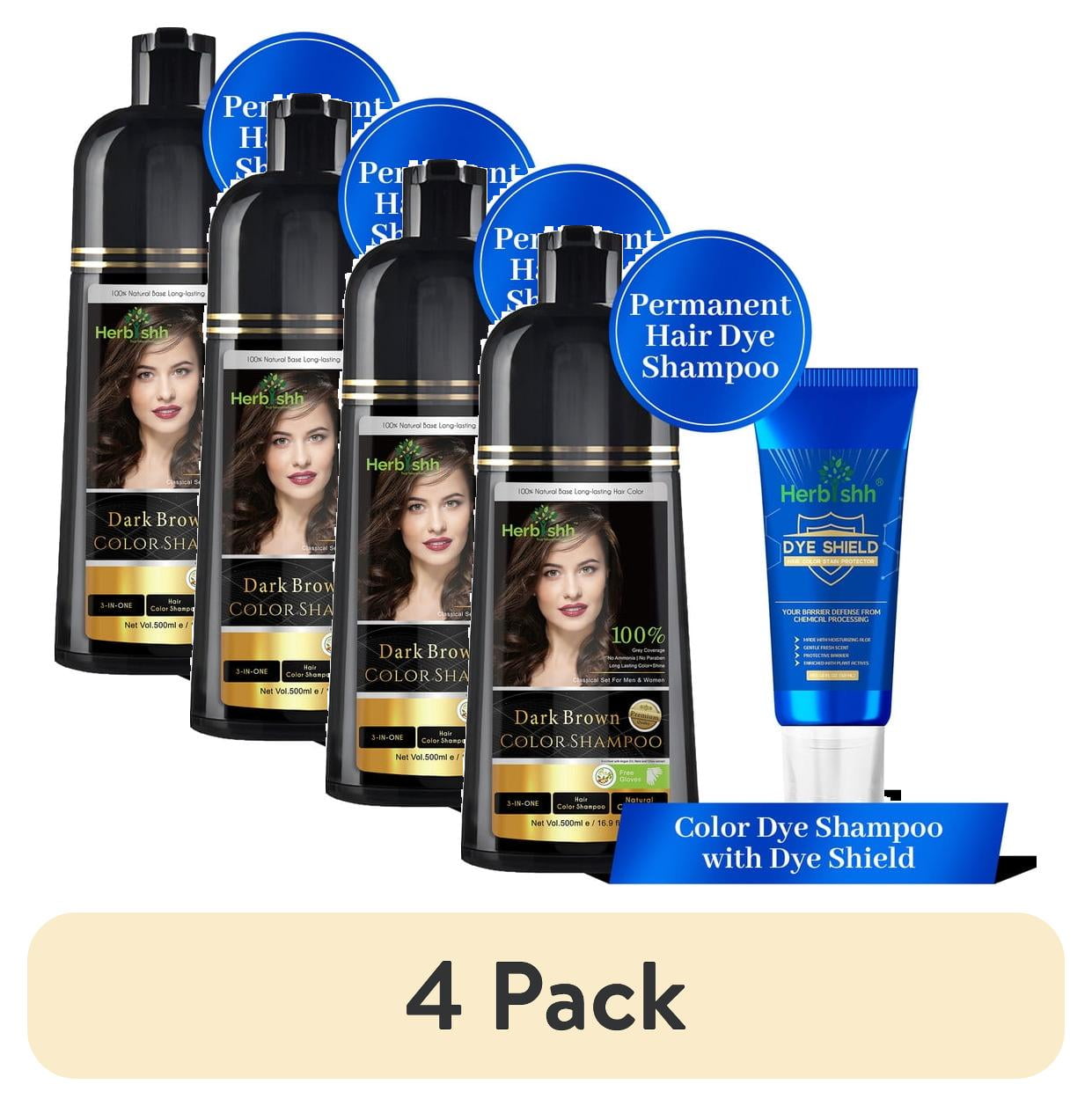 (4 pack) Herbishh Combo Hair Color Shampoo Dark Brown 500ml for Gray ...