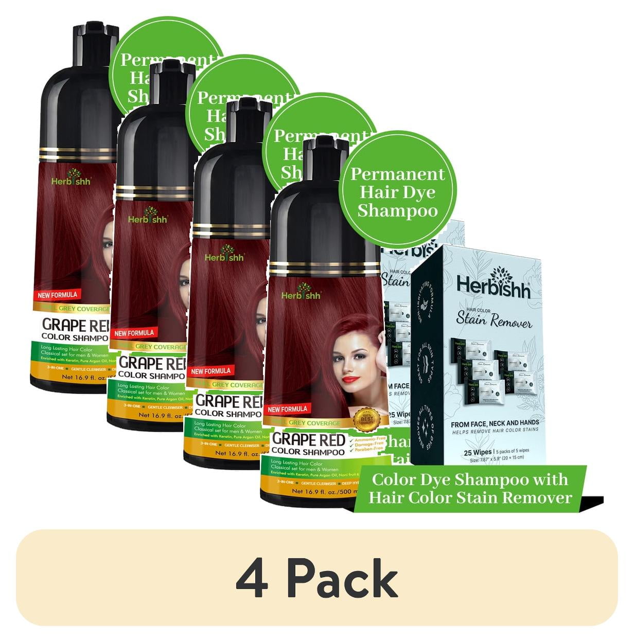 (4 pack) Herbishh Hair Color Shampoo For Gray Hair – Grape Red Hair Dye ...