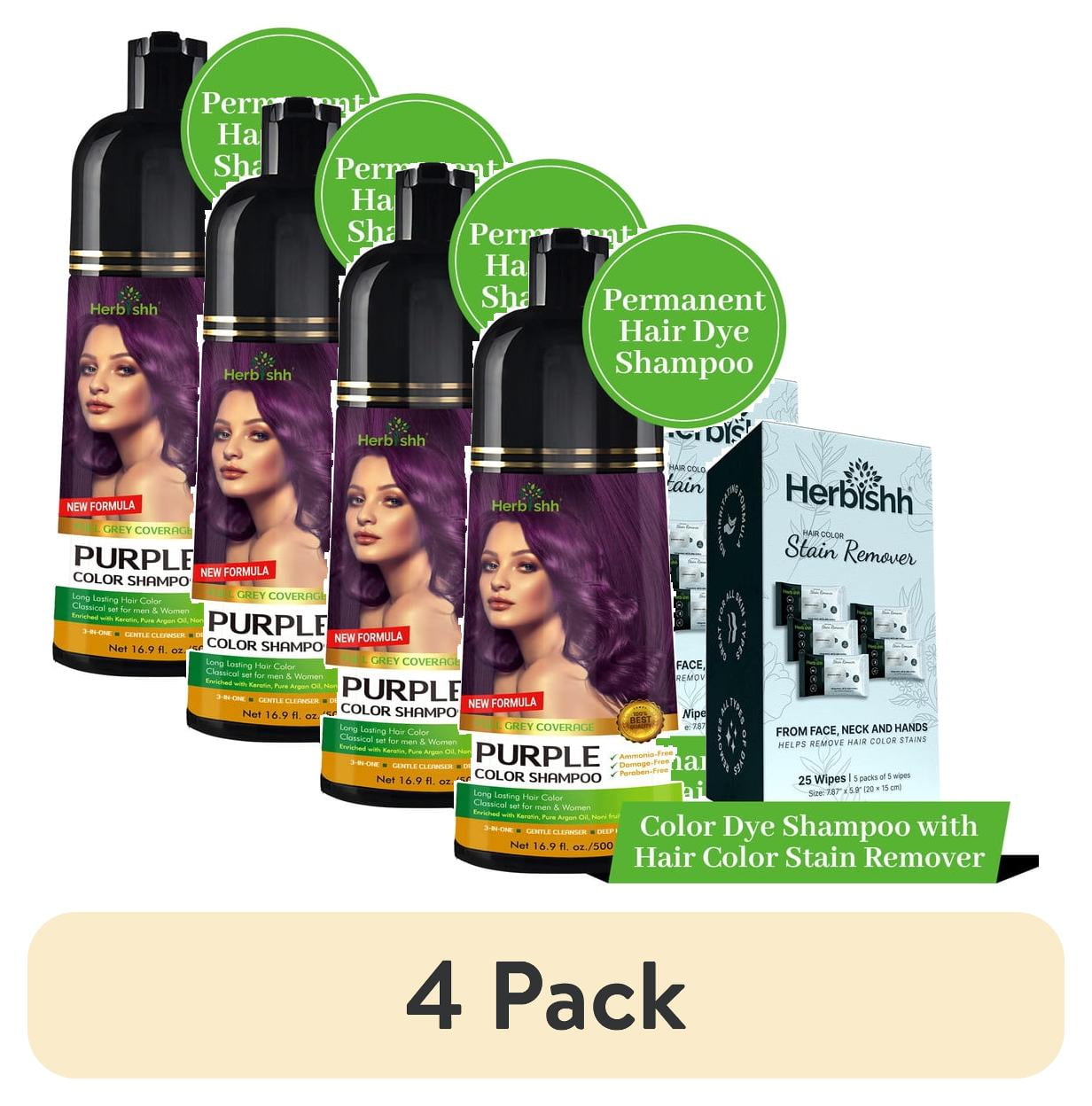 (4 pack) Herbishh Hair Color Shampoo For Gray Hair – Purple Hair Dye ...