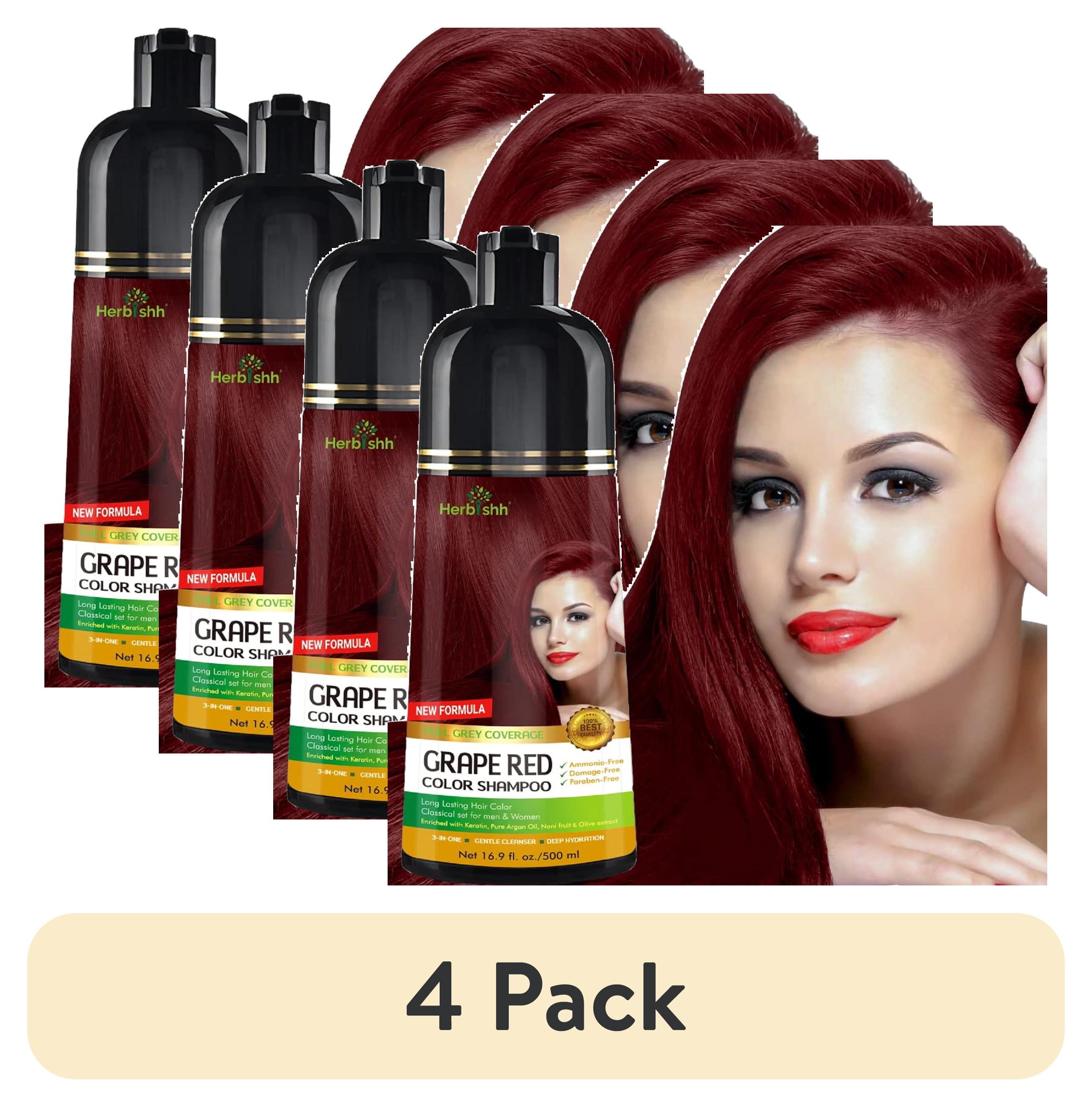 (4 pack) Herbishh Hair Color Shampoo for Gray Hair, Permanent, Men ...